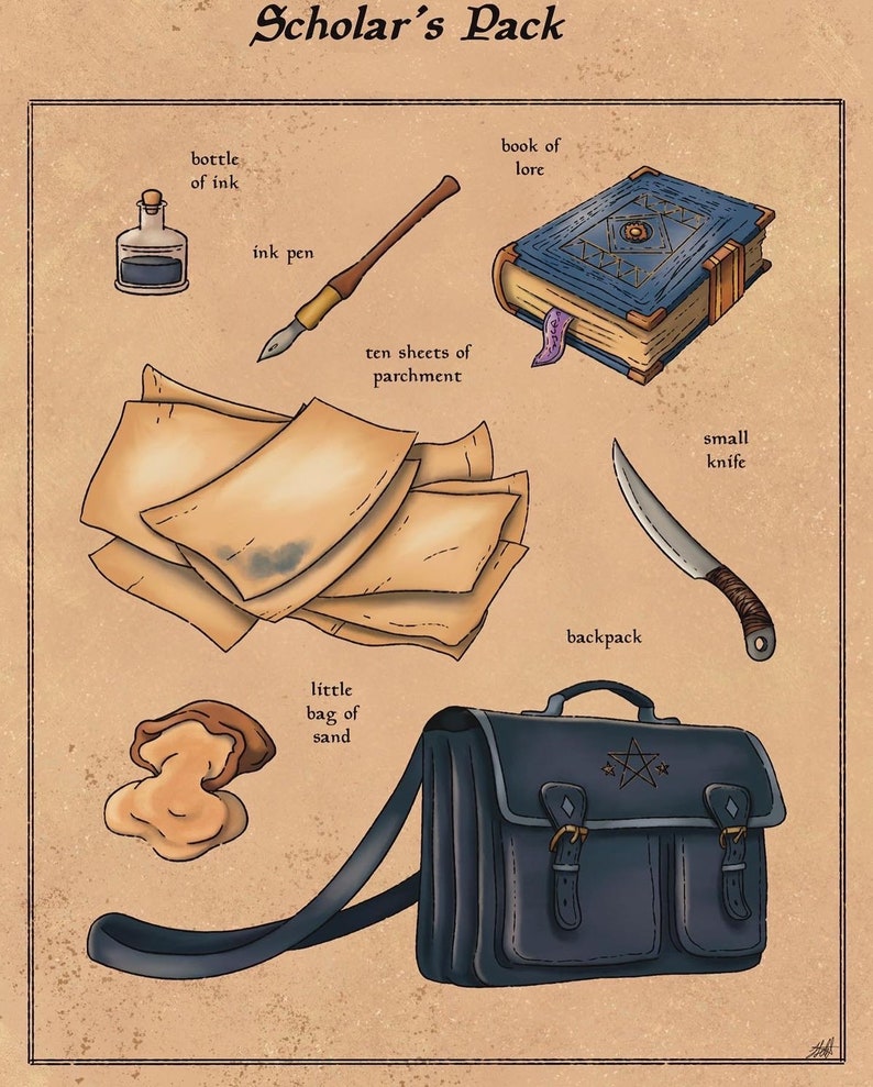 Scholars Pack RPG Inspired Art Print - Etsy