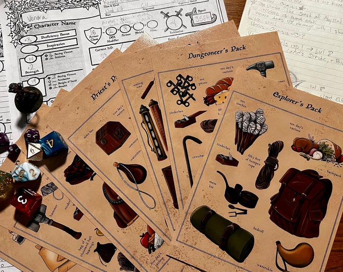 D&D Packs Mini Print Set - RPG Inspired Art Prints - Etsy