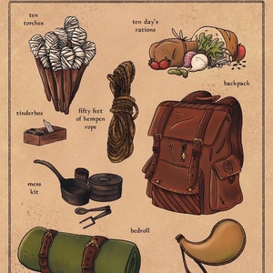 Explorer’s Pack - RPG Inspired Art Print - Etsy