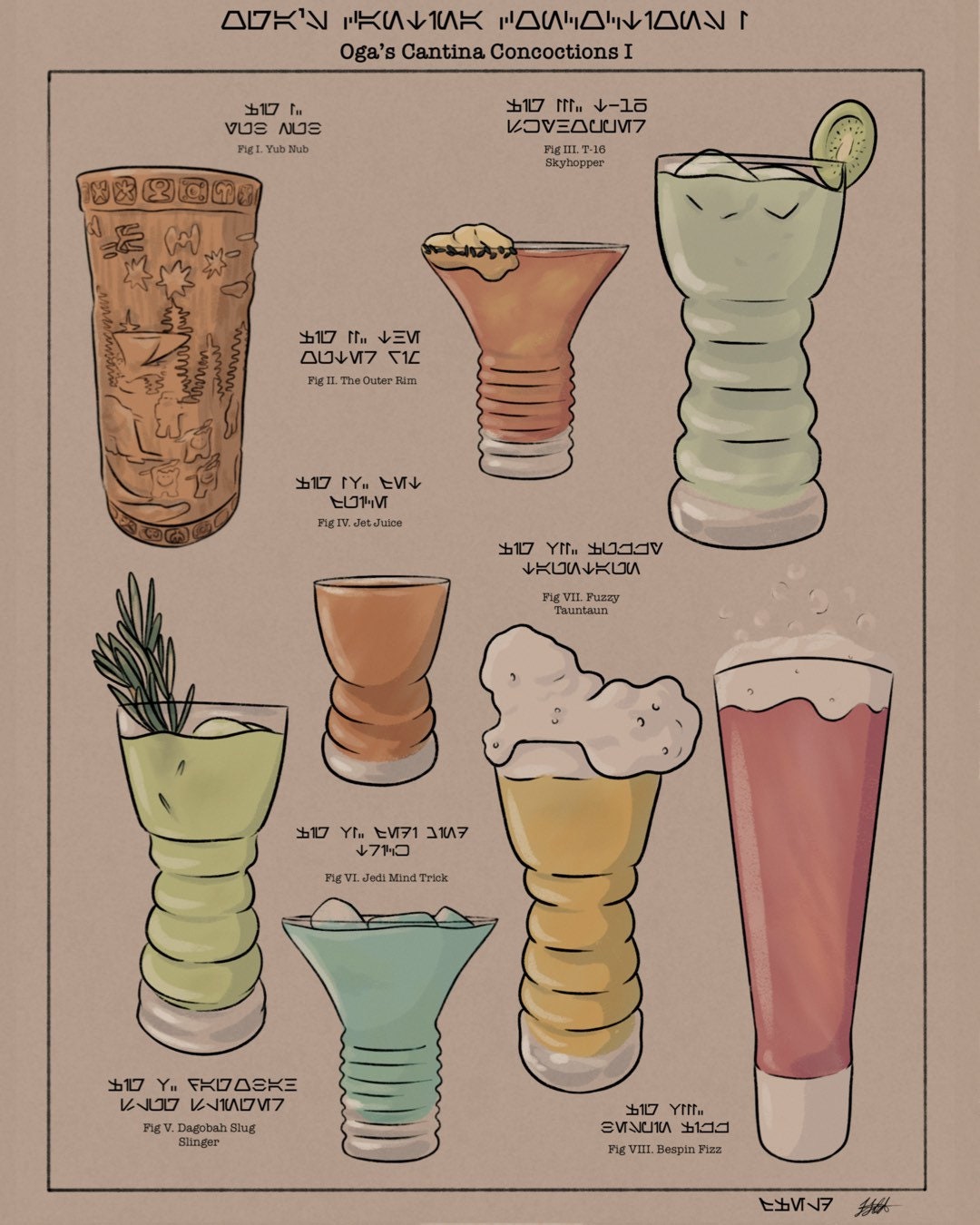 Oga’s Cantina Drinks I - Theme Parks Inspired Art Print - Etsy