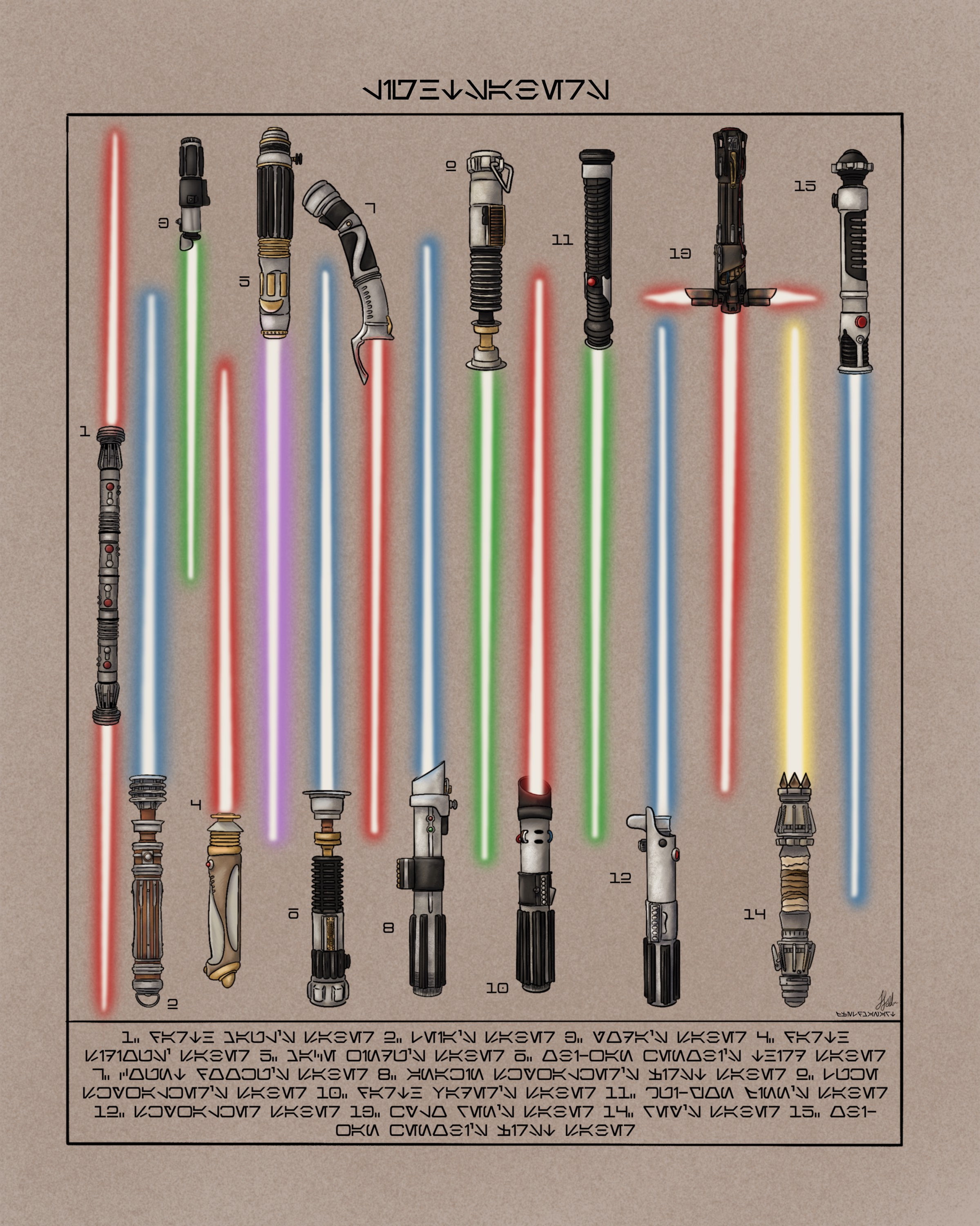 Lightsabers of Star Wars Movie Inspired Art Print