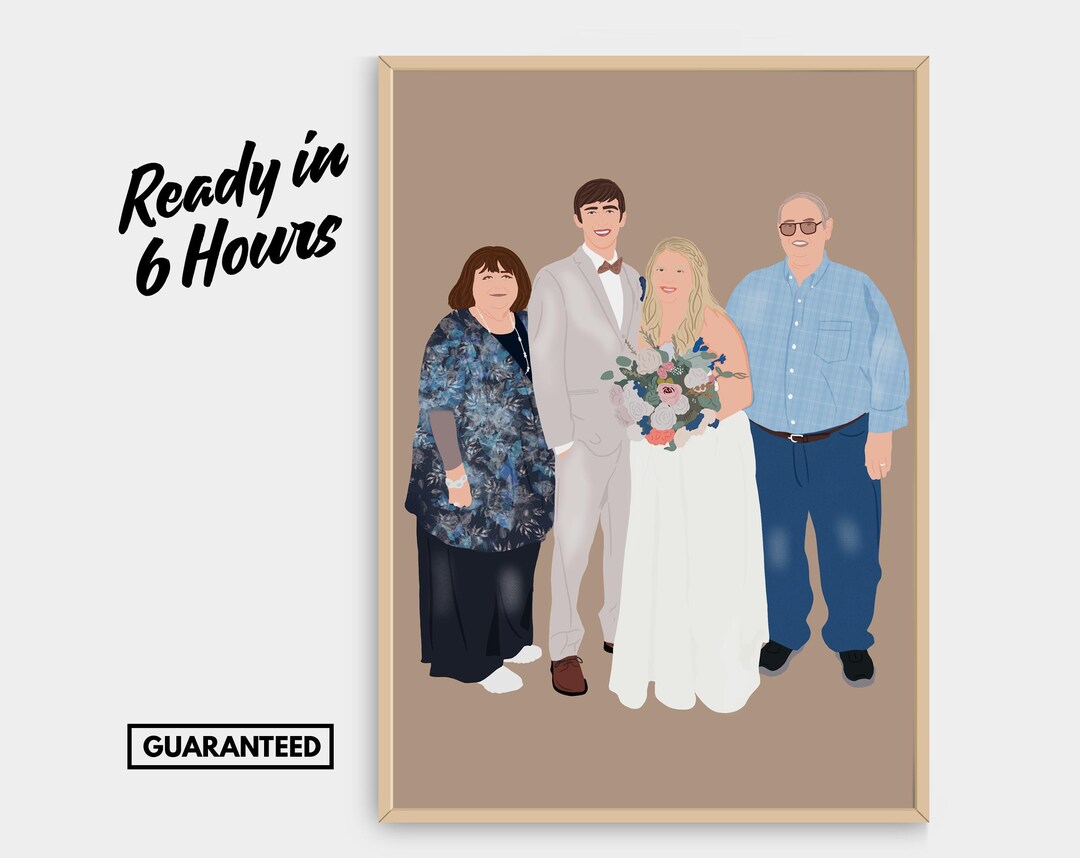 Family Line Drawing, Personalized Large Family Portrait, Custom Big ...