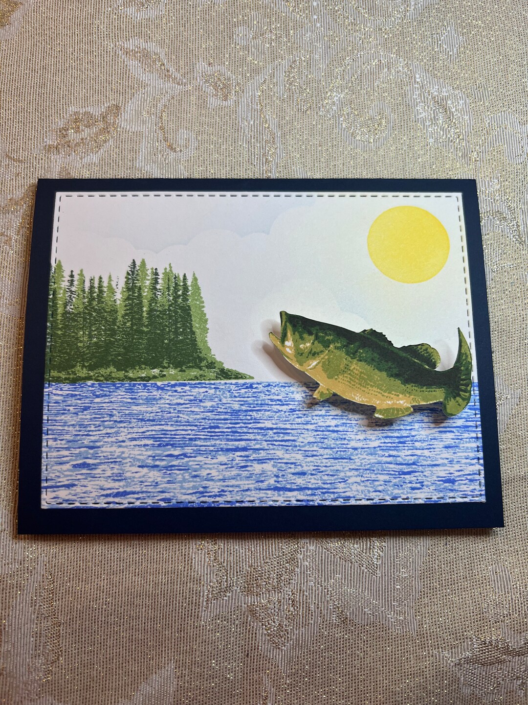 Fishing Card With Bass Masculine Birthday Fathers Day Gift Card Holder ...