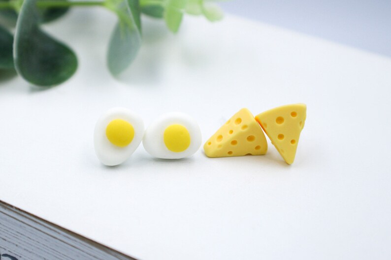Cheese Earrings, Plastic Post Earrings, Metal Free Earrings, Earrings ...