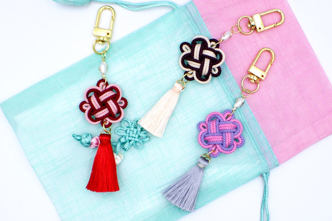 Knot Keychain, Handmade Bag Charm, Tassel Keychain, Purse Charm ...