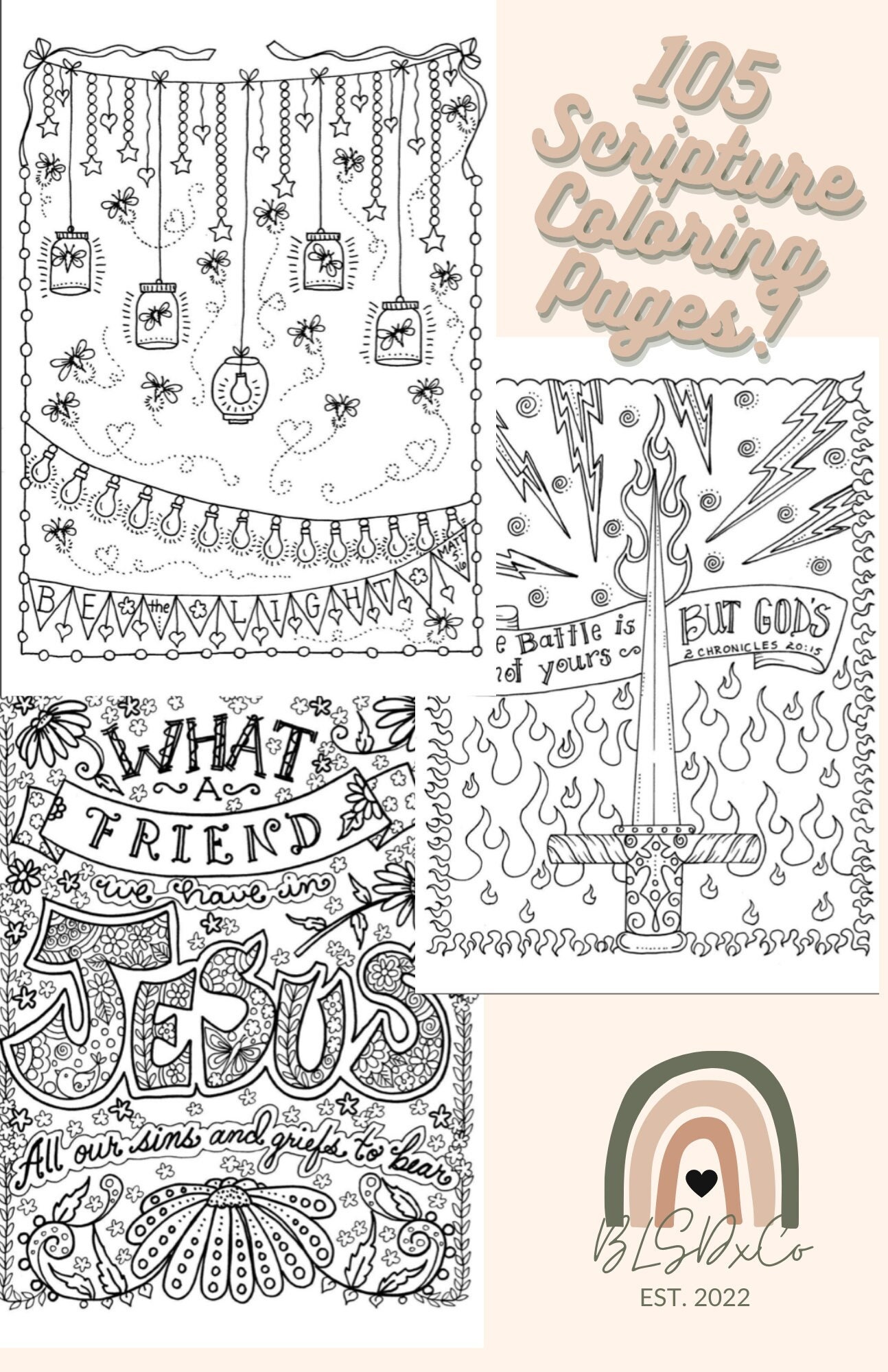 105 Coloring Pages With Scripture - Etsy
