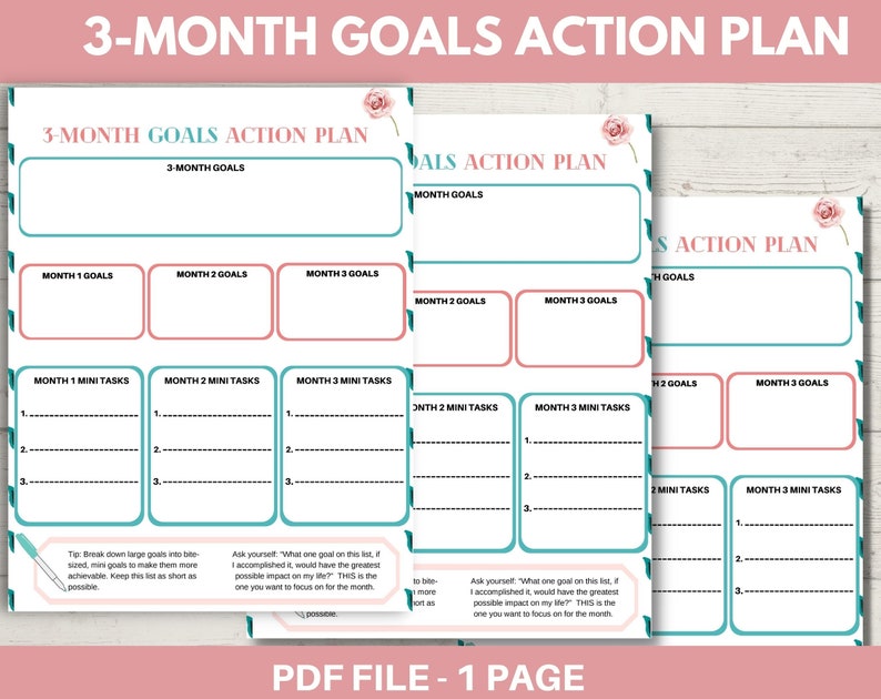 3-month Goals Action Plan Goals Printable Action Plan Worksheet Goals ...