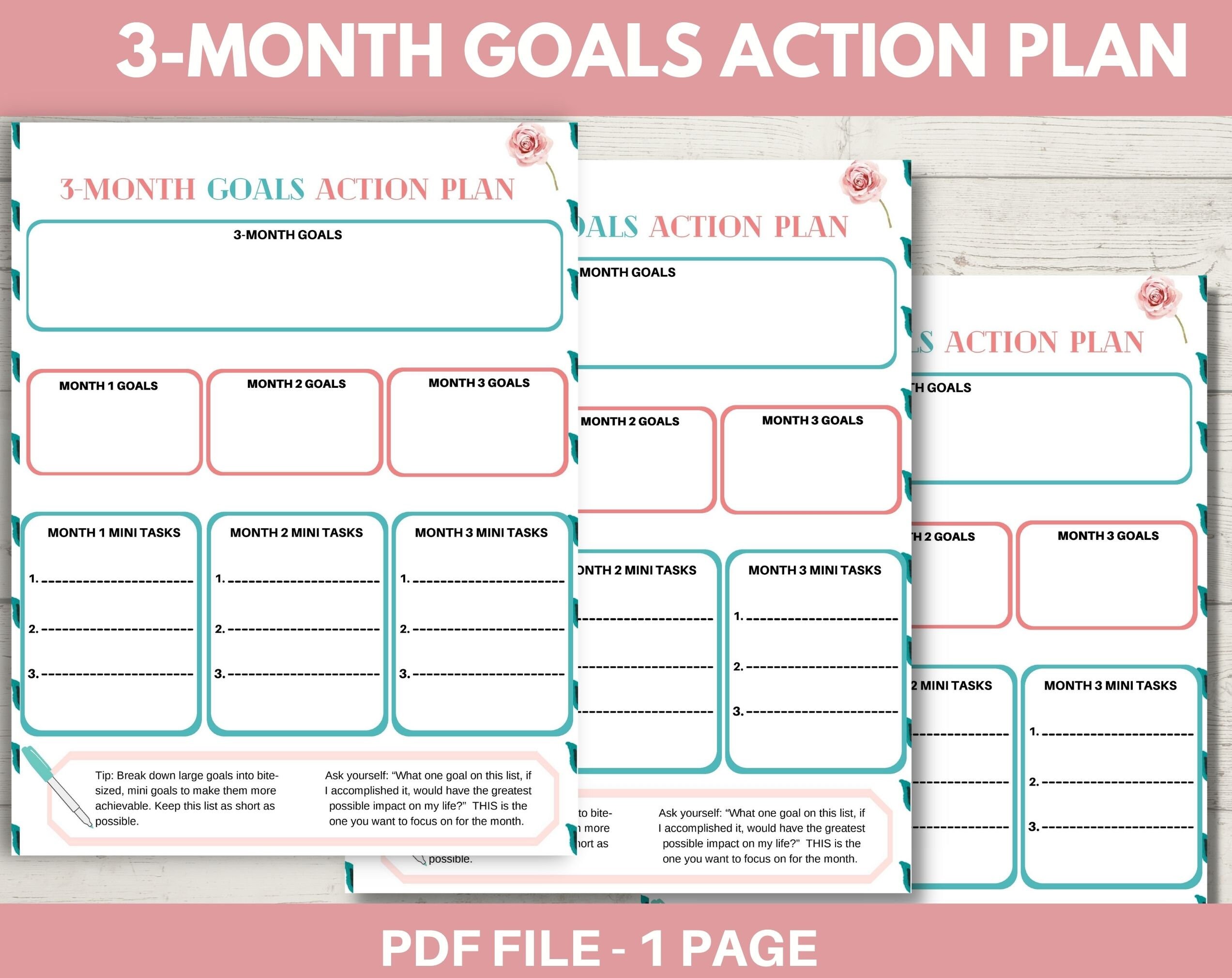 3 month Goals Action Plan Goals Printable Action Plan Worksheet Goals 