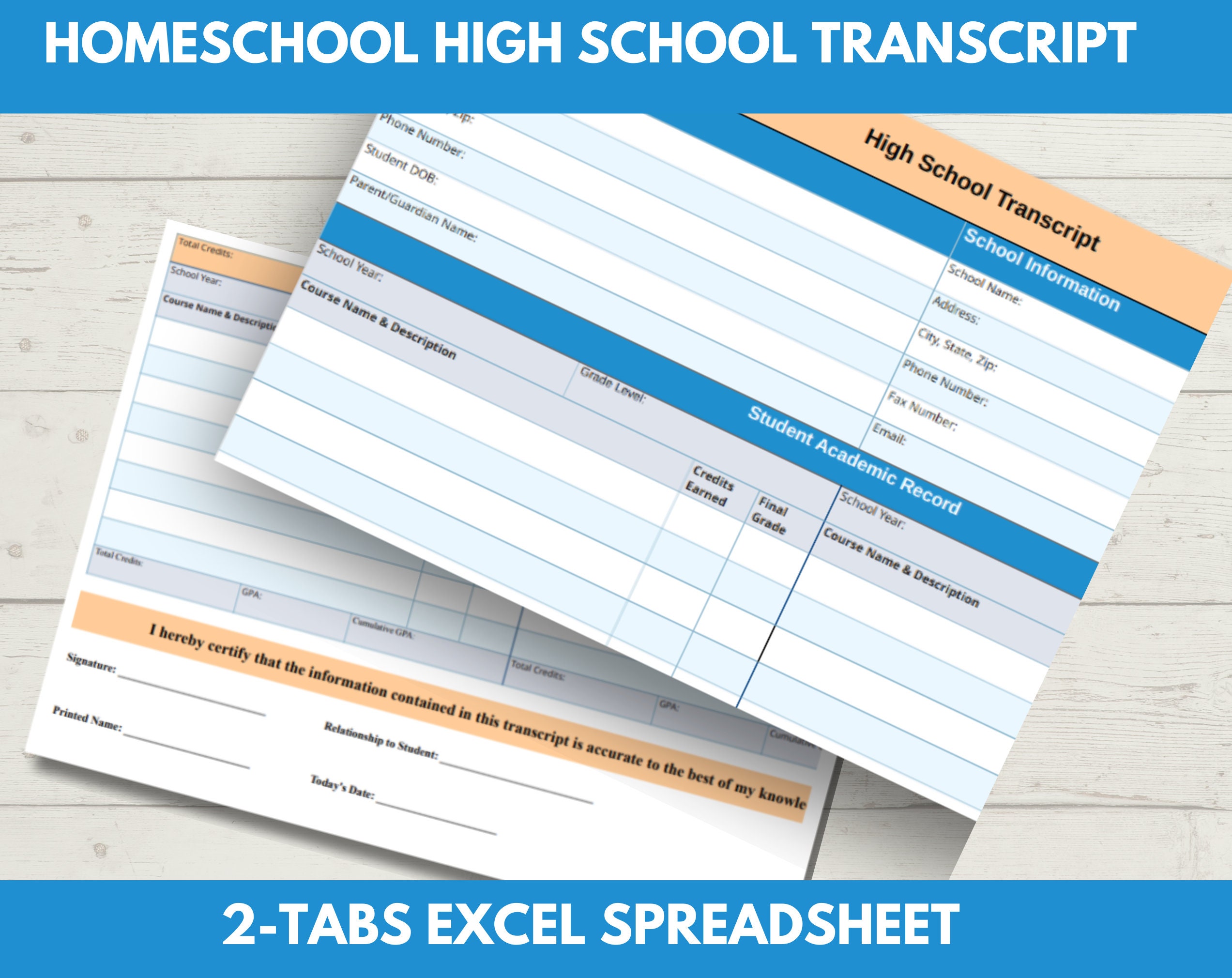 Homeschool High School Transcript - Etsy