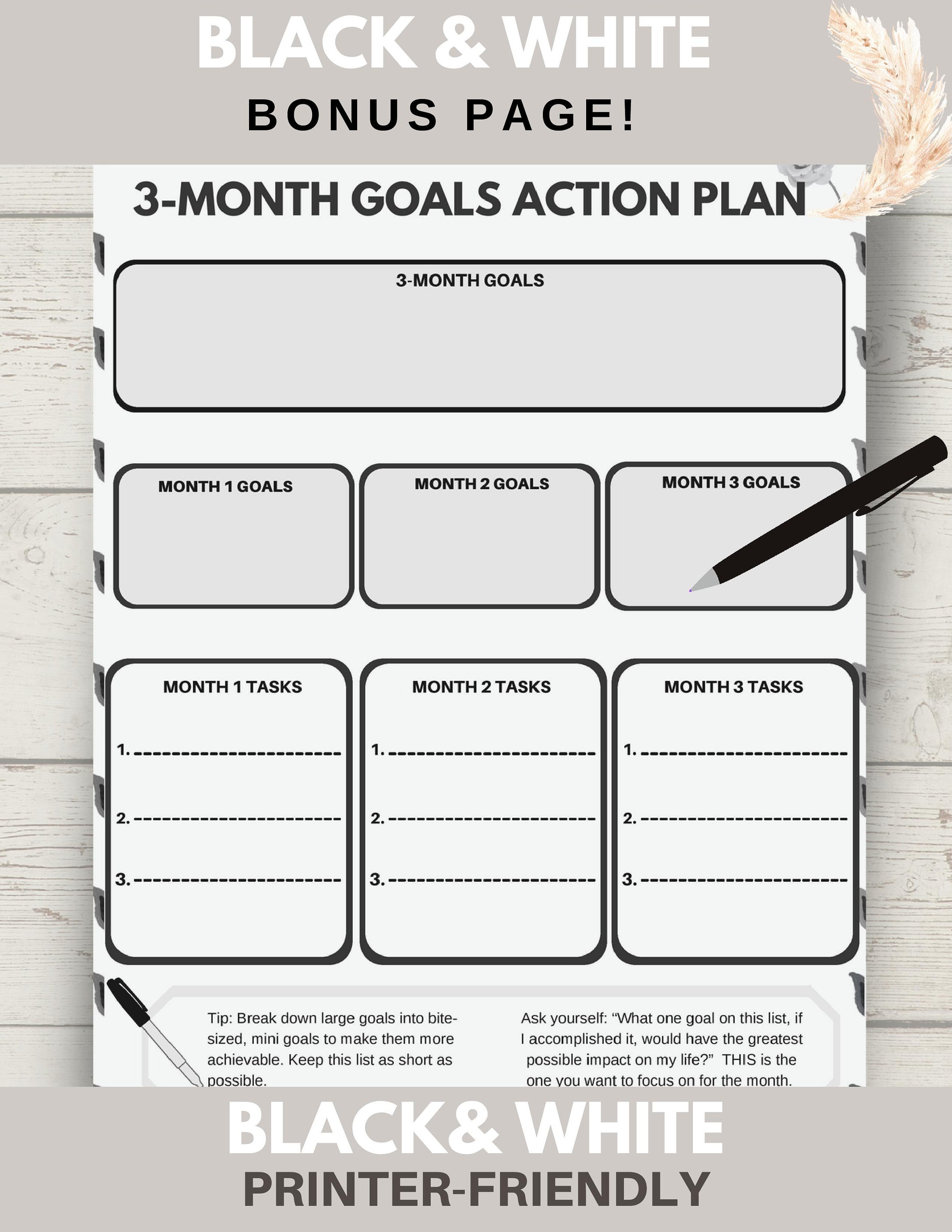 3-month Goals Action Plan Goals Printable Action Plan Worksheet Goals ...