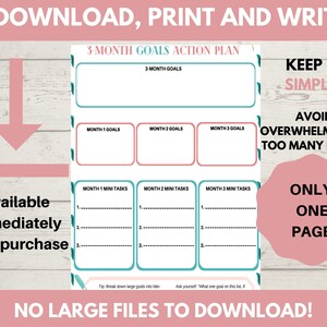 3-month Goals Action Plan Goals Printable Action Plan Worksheet Goals ...