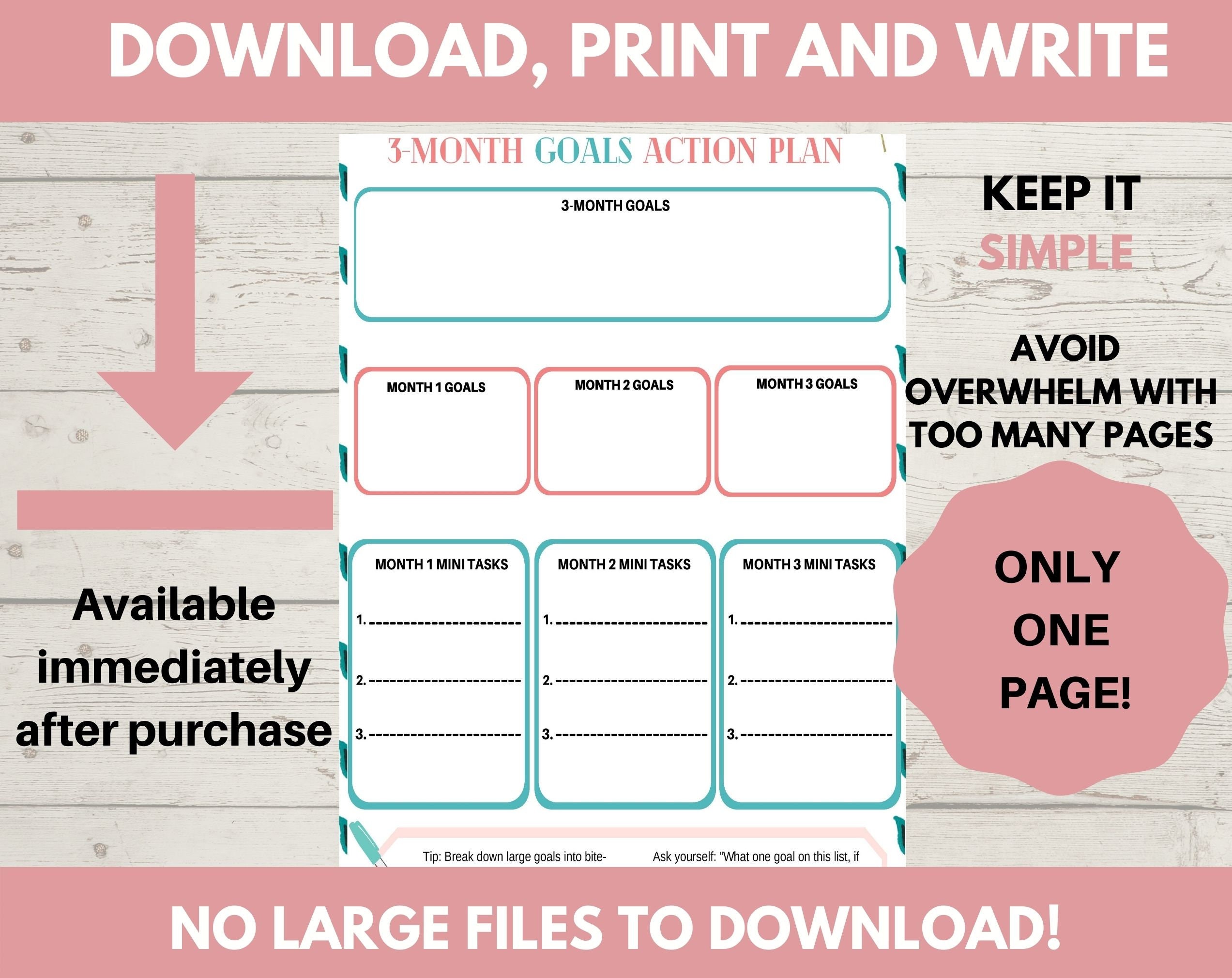 3-month Goals Action Plan Goals Printable Action Plan Worksheet Goals ...