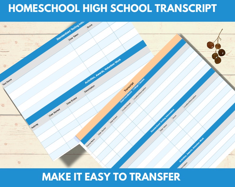 Homeschool High School Transcript - Etsy