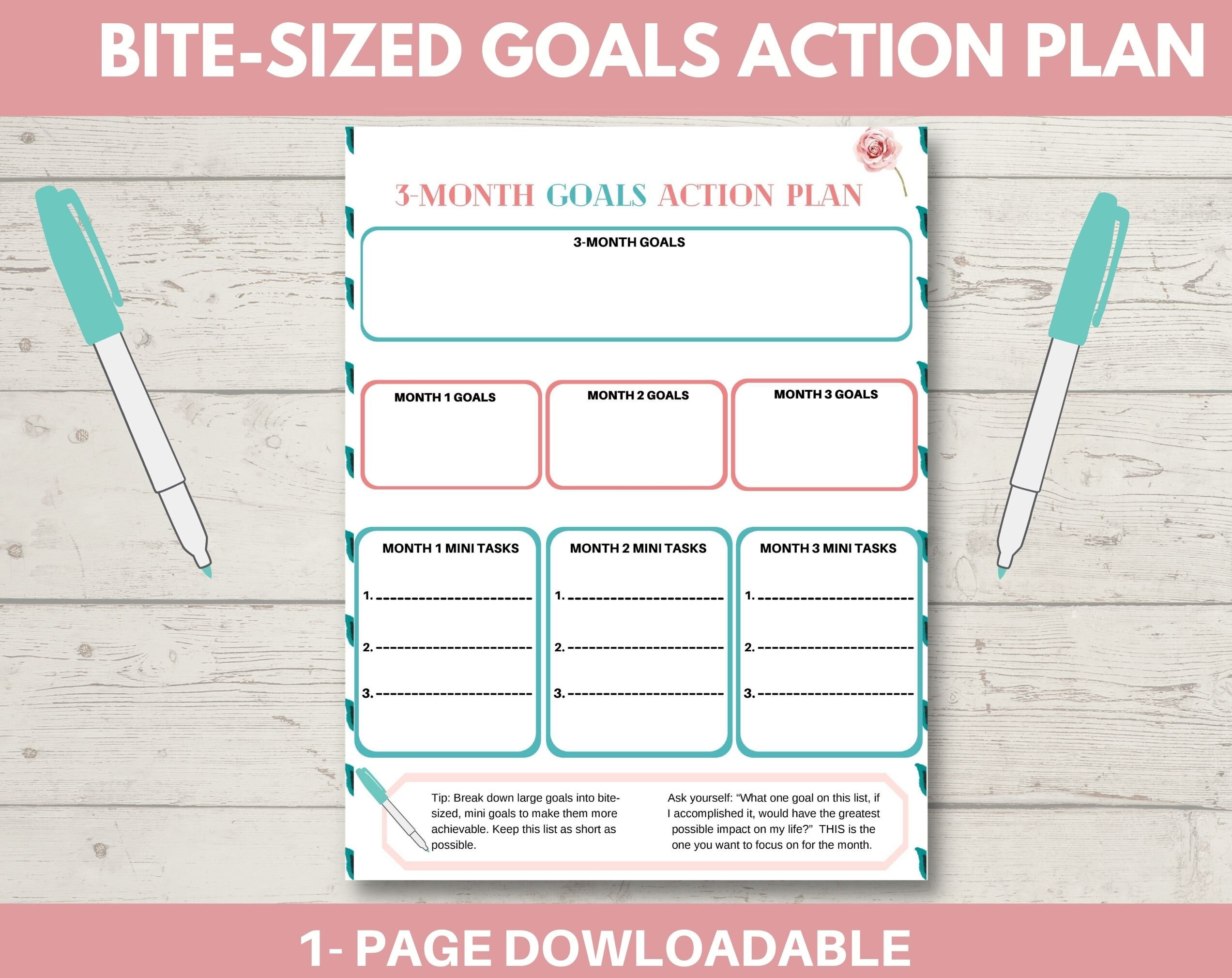 3-month Goals Action Plan Goals Printable Action Plan Worksheet Goals ...