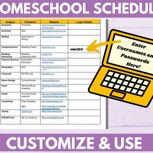 Homeschool Schedule - Etsy