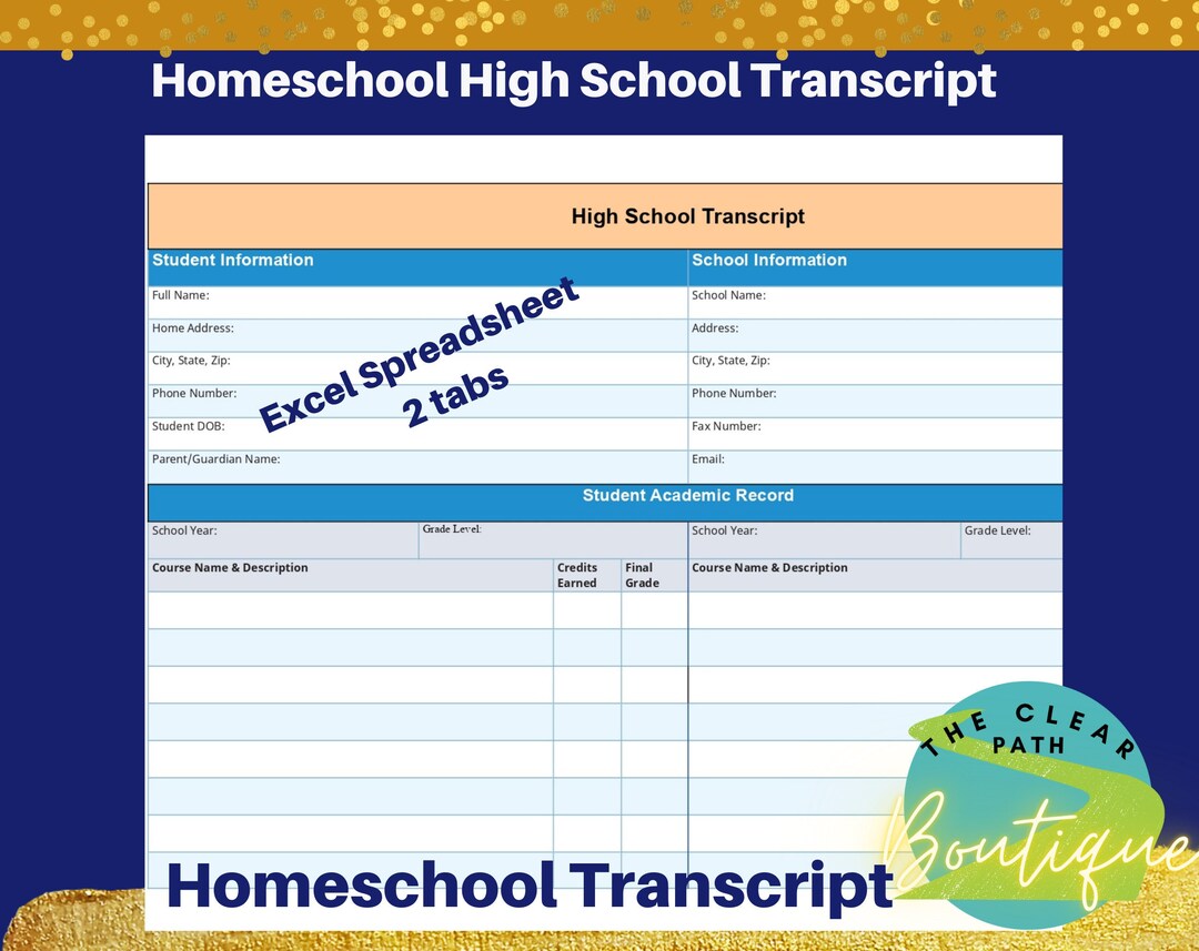 Homeschool High School Transcript - Etsy