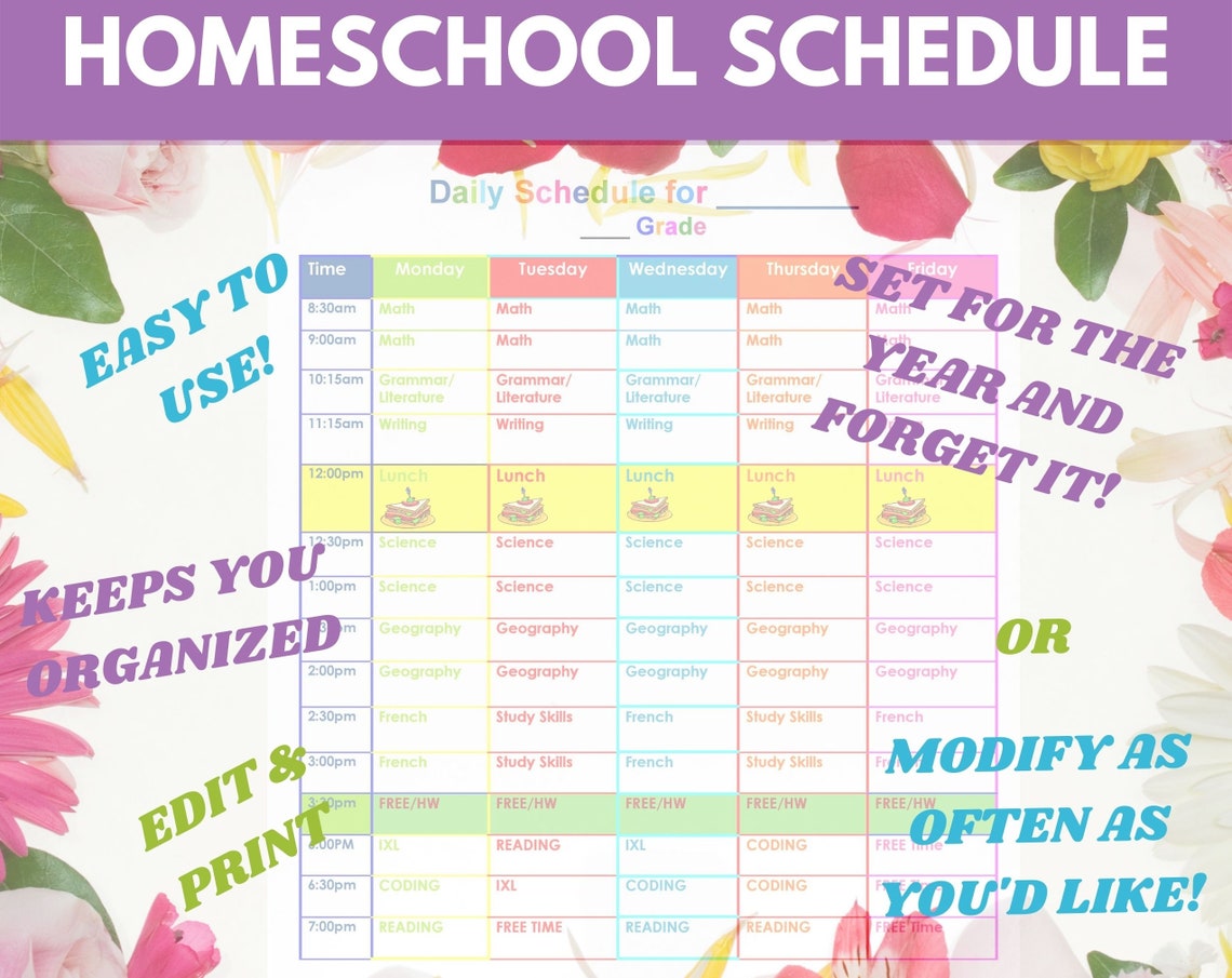 Homeschool Schedule - Etsy