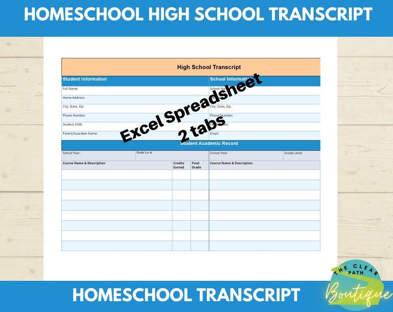 Homeschool High School Transcript - Etsy
