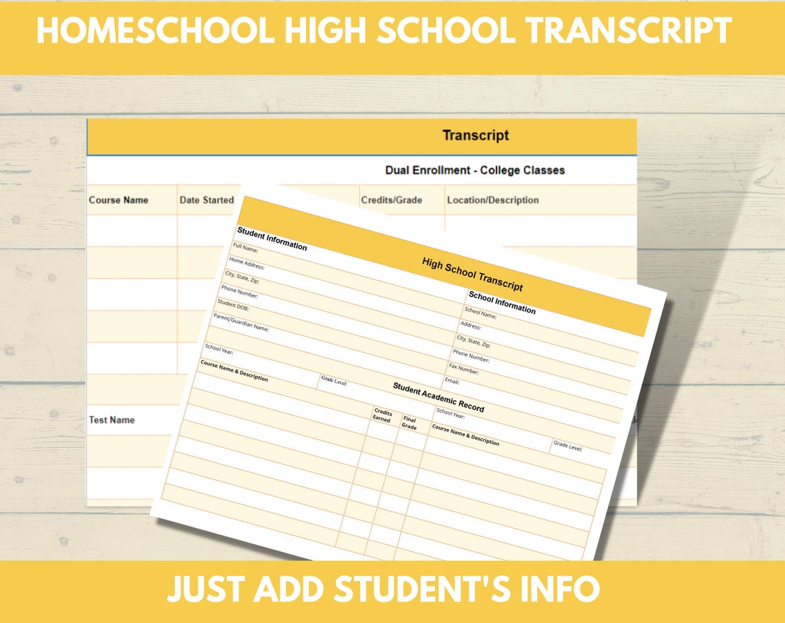 Homeschool High School Transcript | Editable Highschool Transcript ...