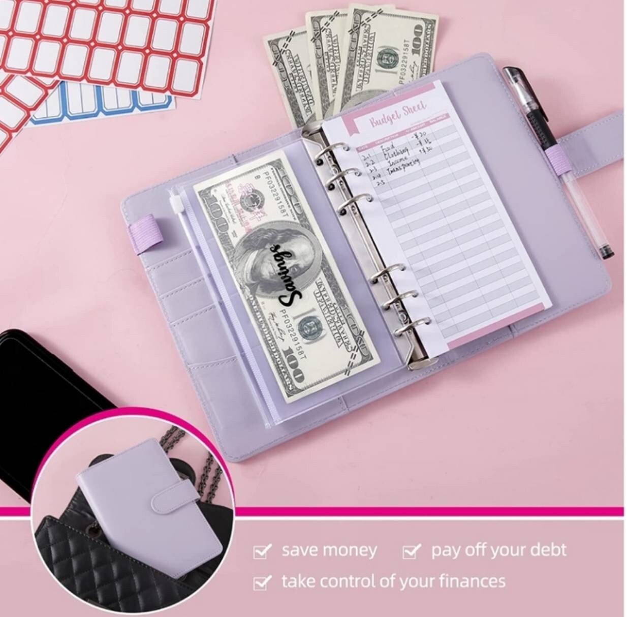 Personalized Budget Binder & 6 Envelopes Cash Envelope System A6 Binder ...