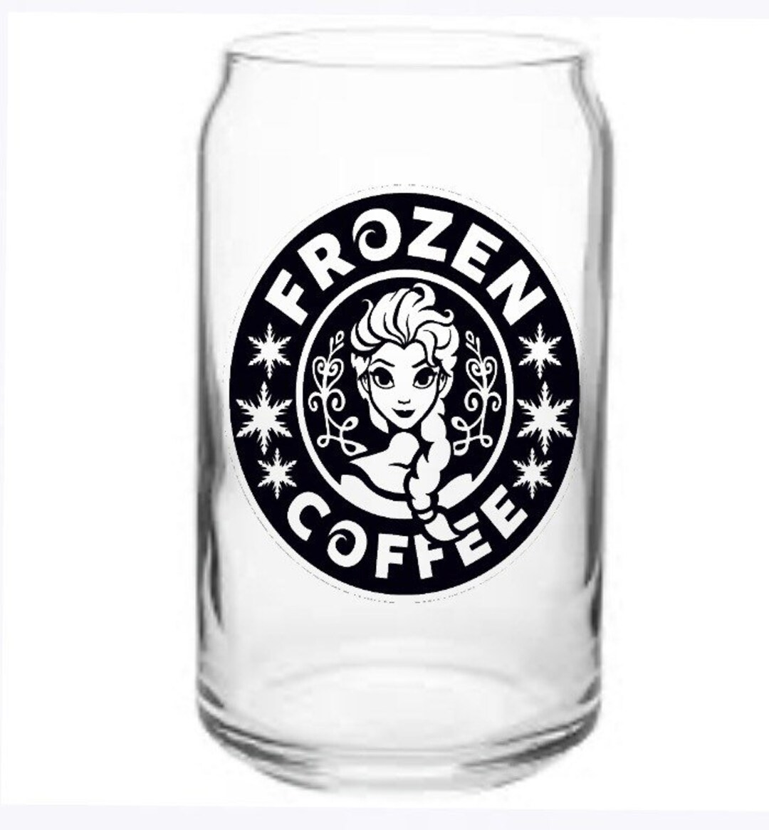Frozen Elsa Dress Glass Can, Iced Coffee Cup W/ Lid & Straw, Disney ...