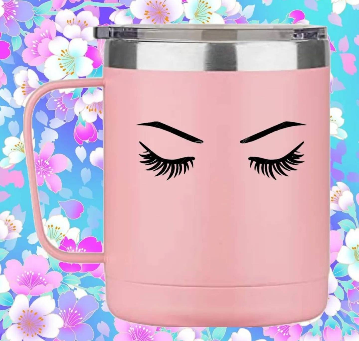 Eyelash Mug Pink and Gold Eyelashes Coffee Mug Makeup and Lashes Mug ...