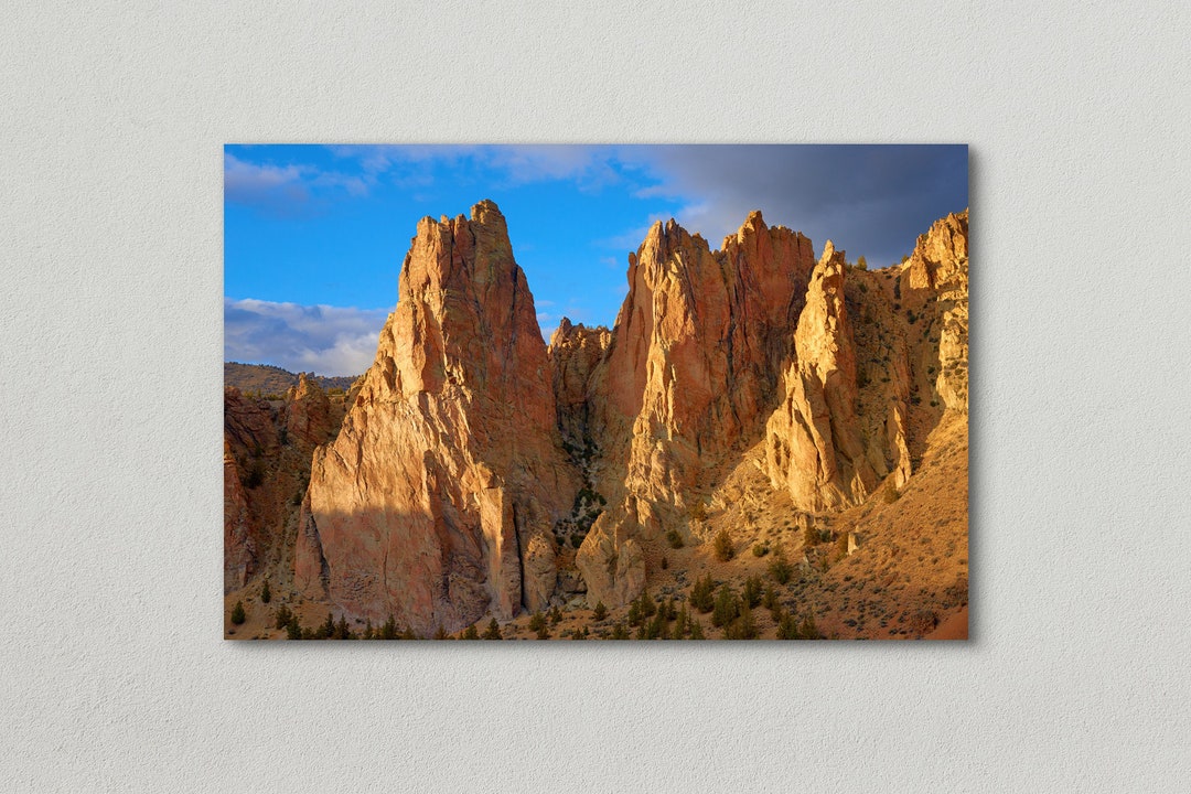 Smith Rock Sunset Print, Eastern Oregon Cliffs, Wall Art Canvas Photo ...
