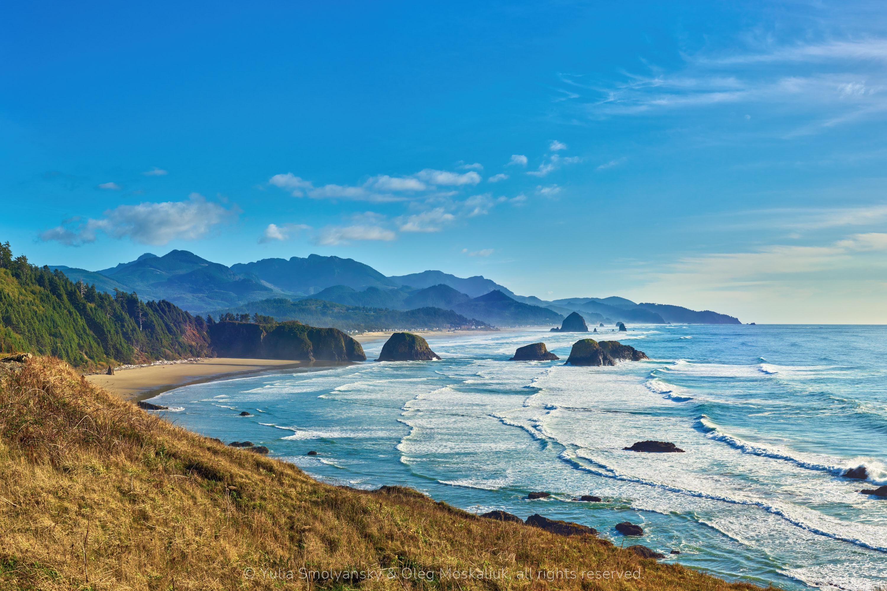 Oregon Coast Landscape Photography, Seascape With Beach Sunset, Ecola ...