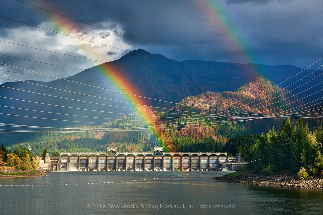 Bonneville Dam Rainbow Pacific Northwest Photography - Etsy