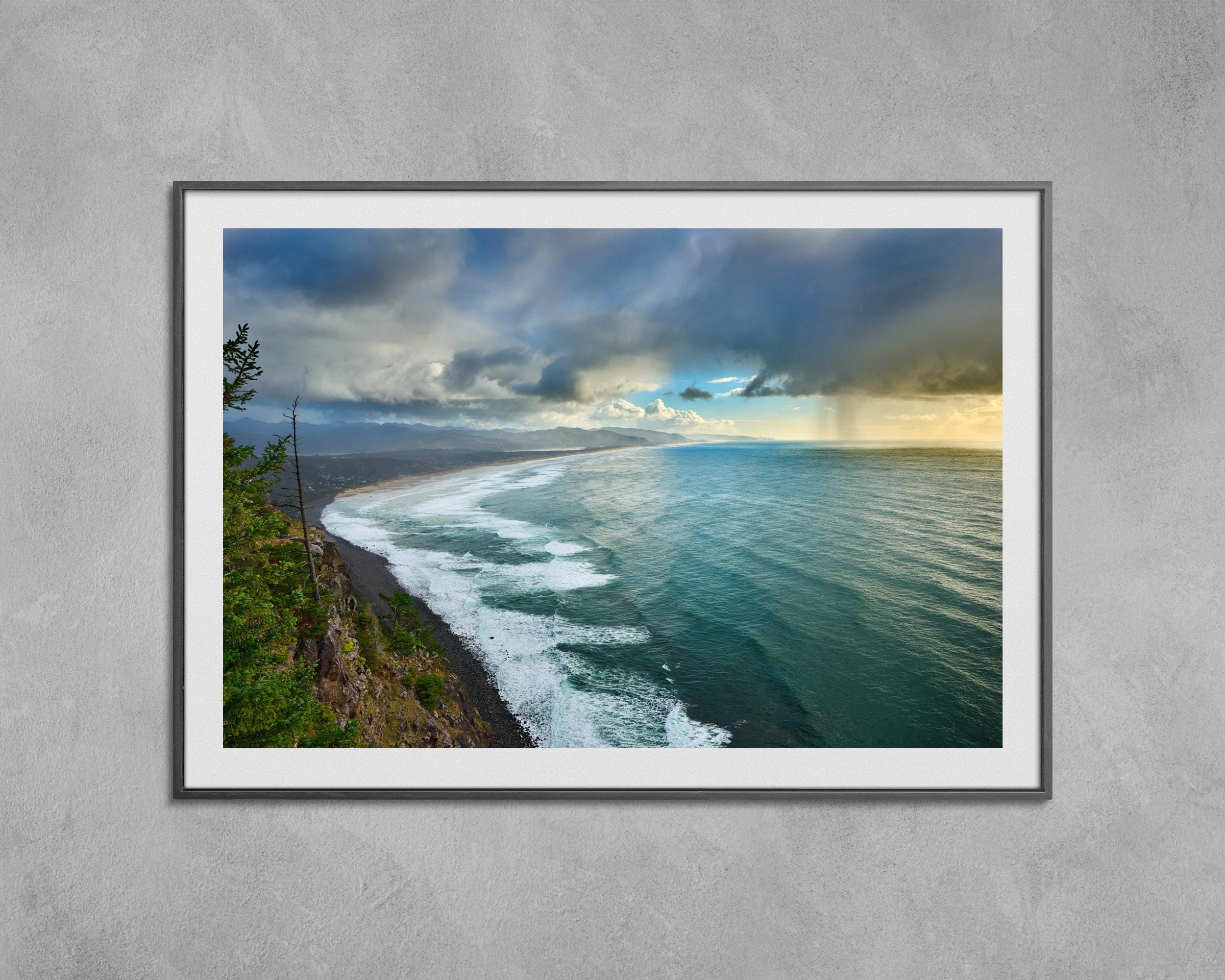 Oregon Coast on a Rainy Day at Photo Print, Dramatic Sky Over Pacific ...