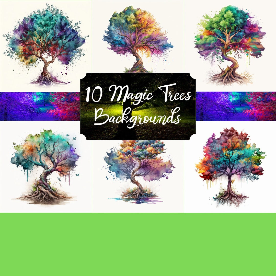 10 Tree Sublimation PNG | Watercolour Images | Watercolor Digital Art ...