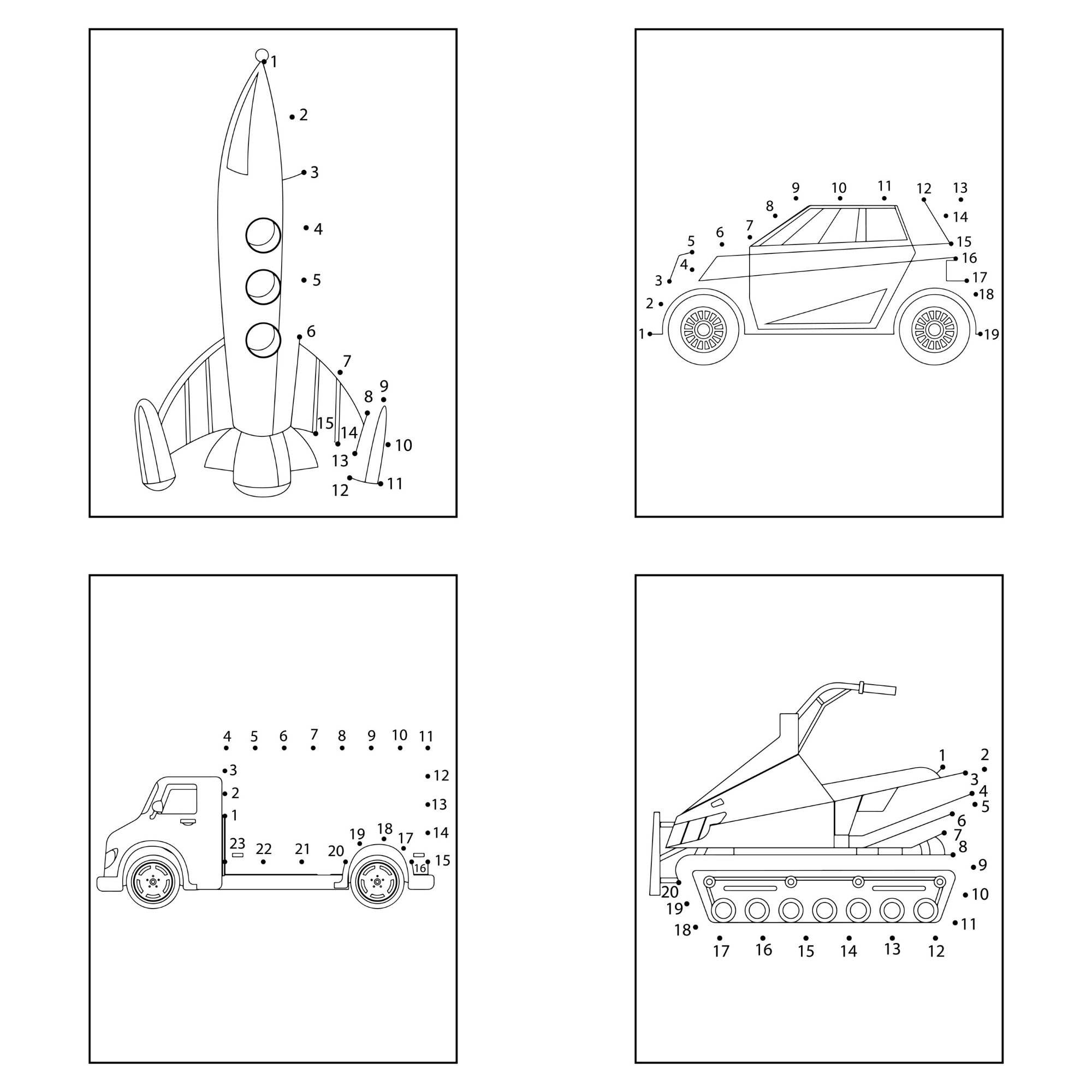 60 Vehicle Dot to Dot Pages | Coloring Pages Kids and Toddlers ...