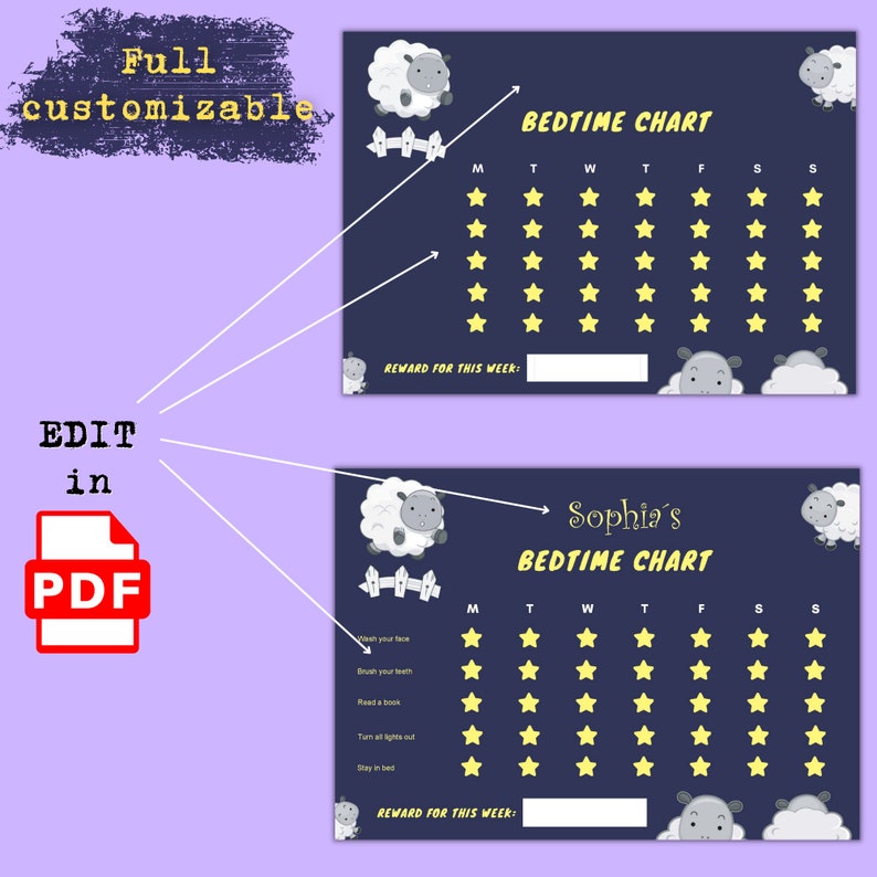 Sleep Reward Chart Printable Behavior Chart Daily Task - Etsy