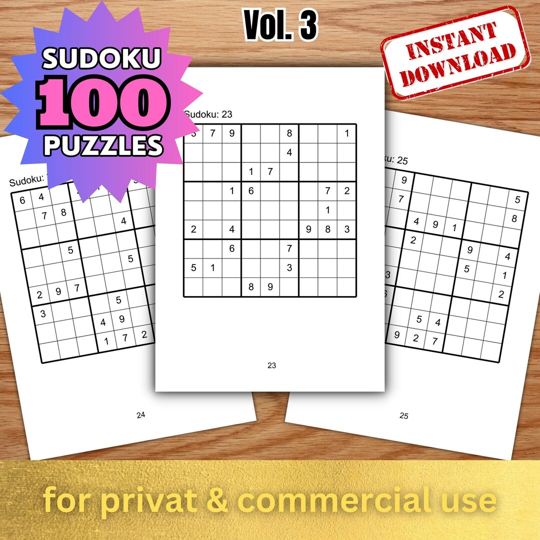 100 Sudoku Medium and Hard Vol 3 | Digital Puzzle Games | Sudoku ...