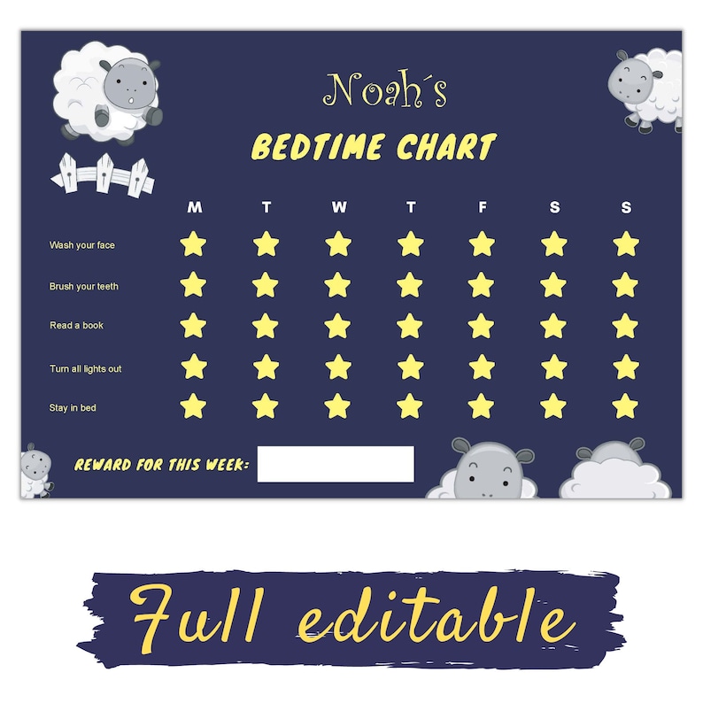 Sleep Reward Chart | Printable Behavior Chart | Daily Task Chart | Kids ...