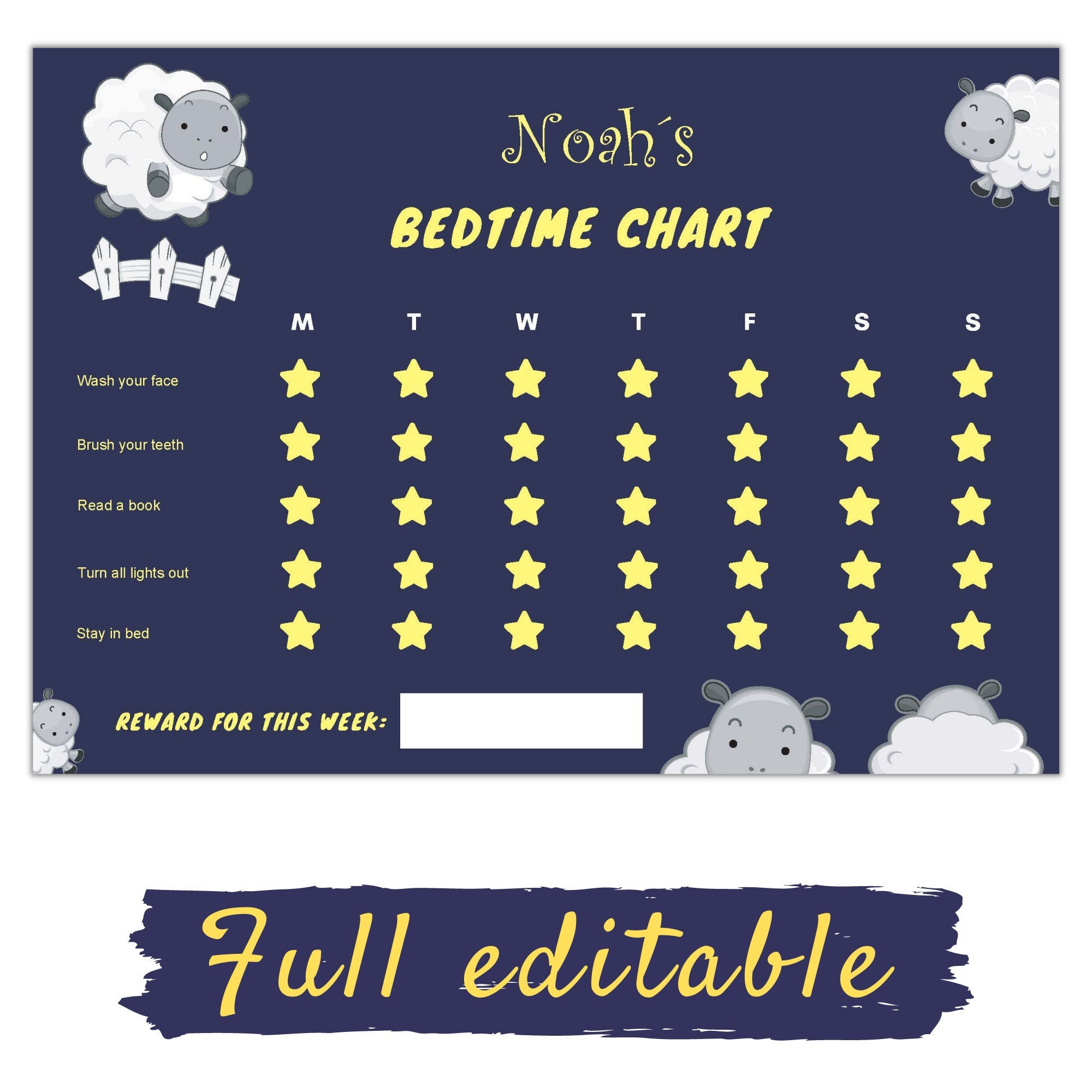 Sleep Reward Chart | Printable Behavior Chart | Daily Task Chart | Kids ...