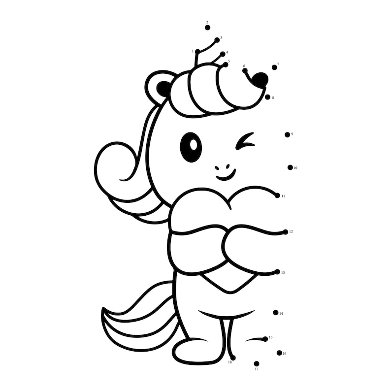30 Unicorn Dot to Dot Pages Coloring Pages Kids and Toddlers Connect ...
