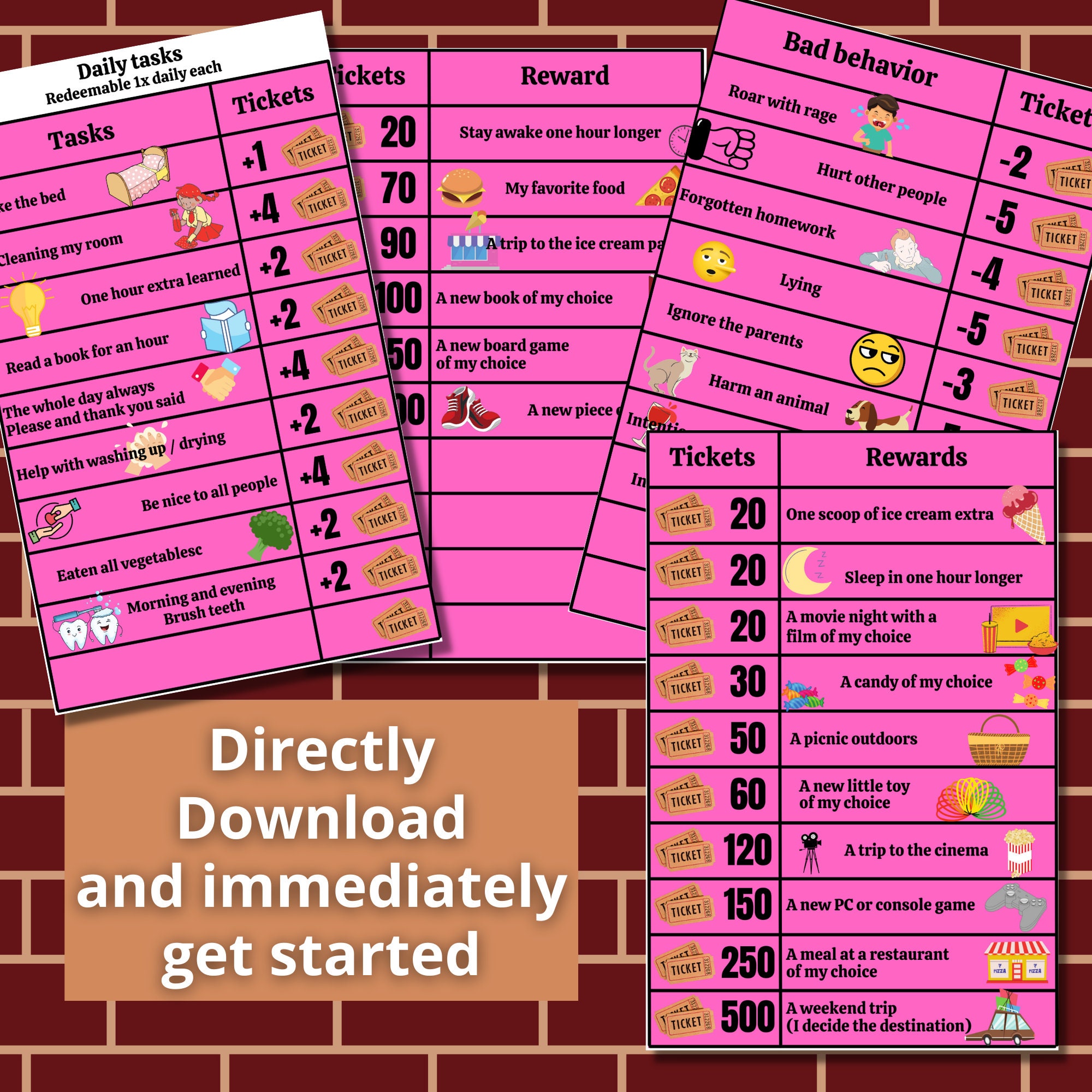 Reward System for Children | Incentive System for Daily Tasks ...