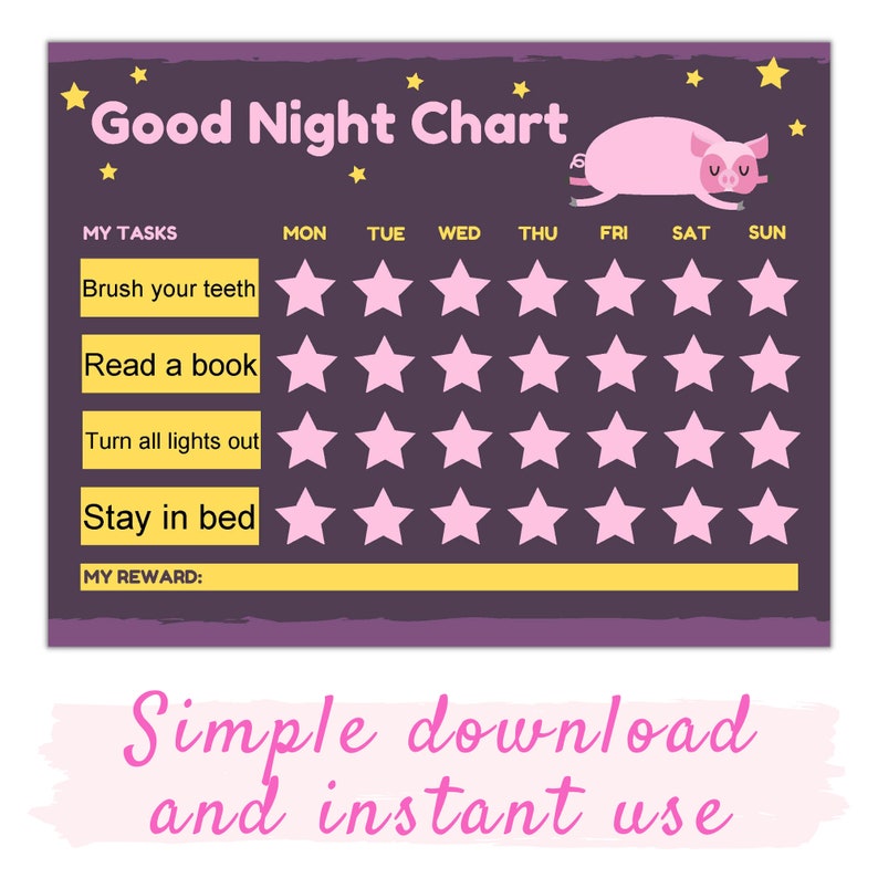 Sleep Reward Chart Printable Behavior Chart Daily Task - Etsy