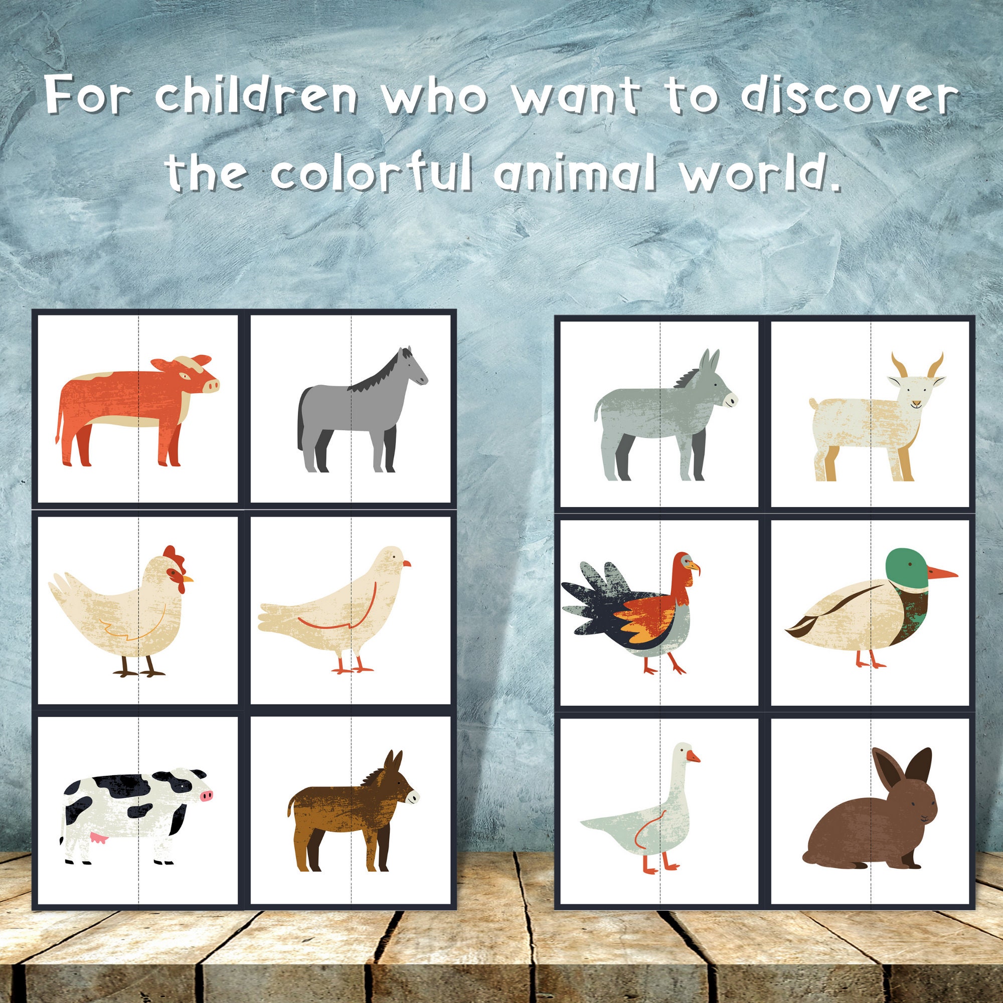 24 Animal Flash Cards | Matching Card Game | Gift for Toddler ...