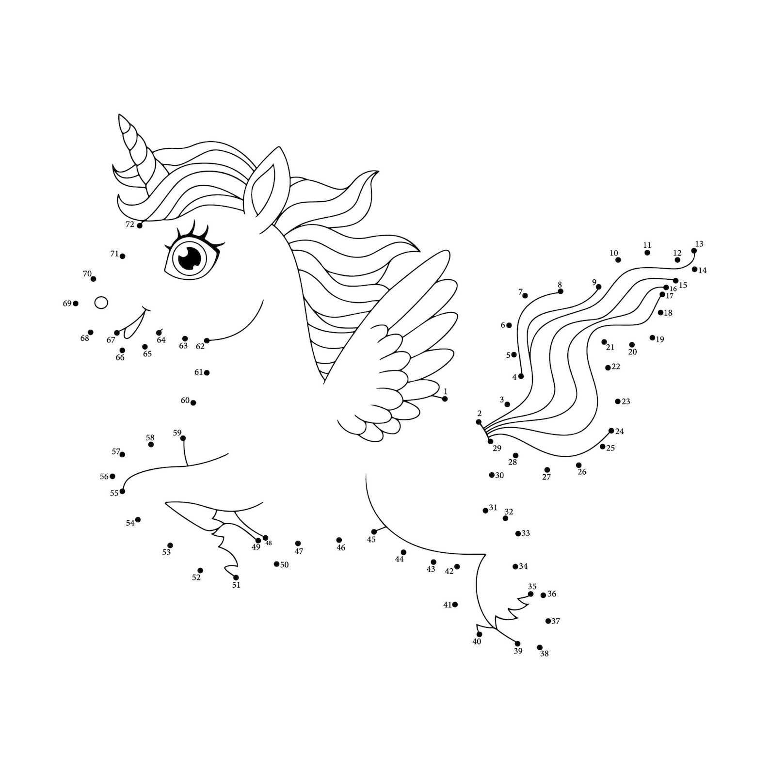 30 Unicorn Dot to Dot Pages Coloring Pages Kids and Toddlers Connect ...