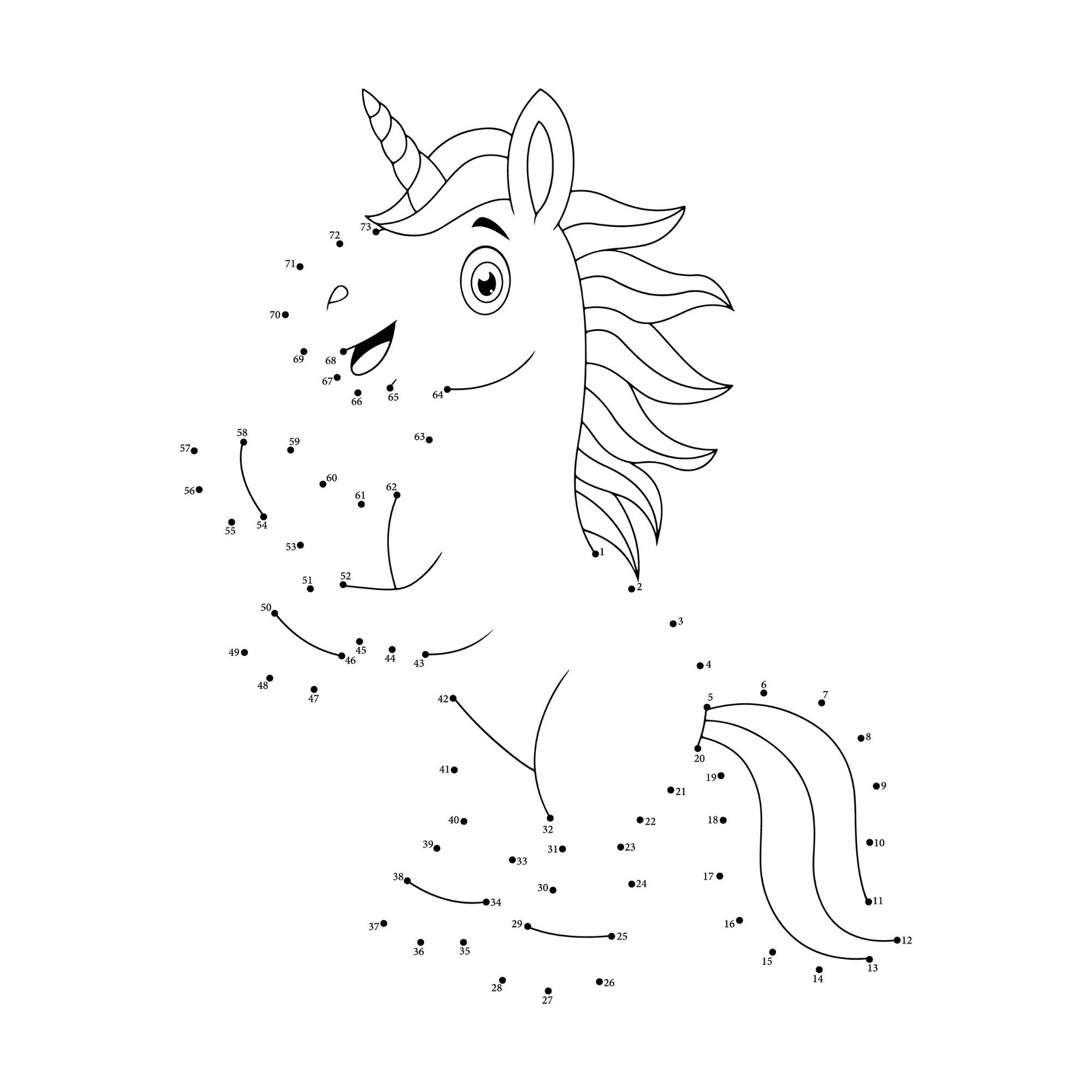 30 Unicorn Dot to Dot Pages Coloring Pages Kids and Toddlers Connect ...