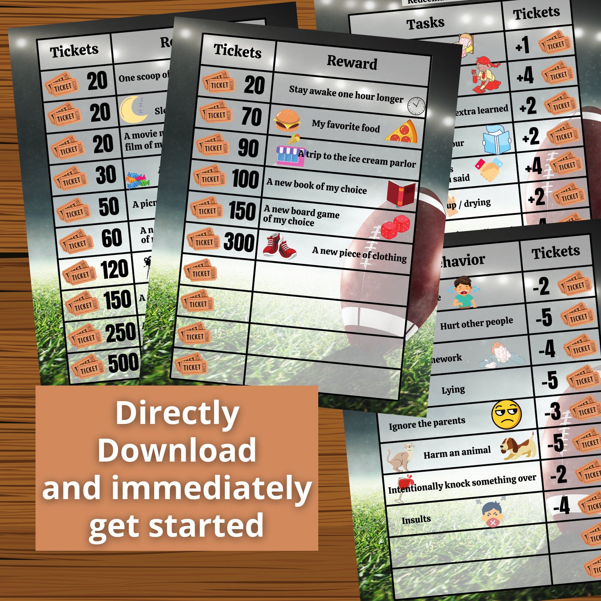 Foodball Reward Chart for Kids Daily Routines With Rewards Chore Chart ...