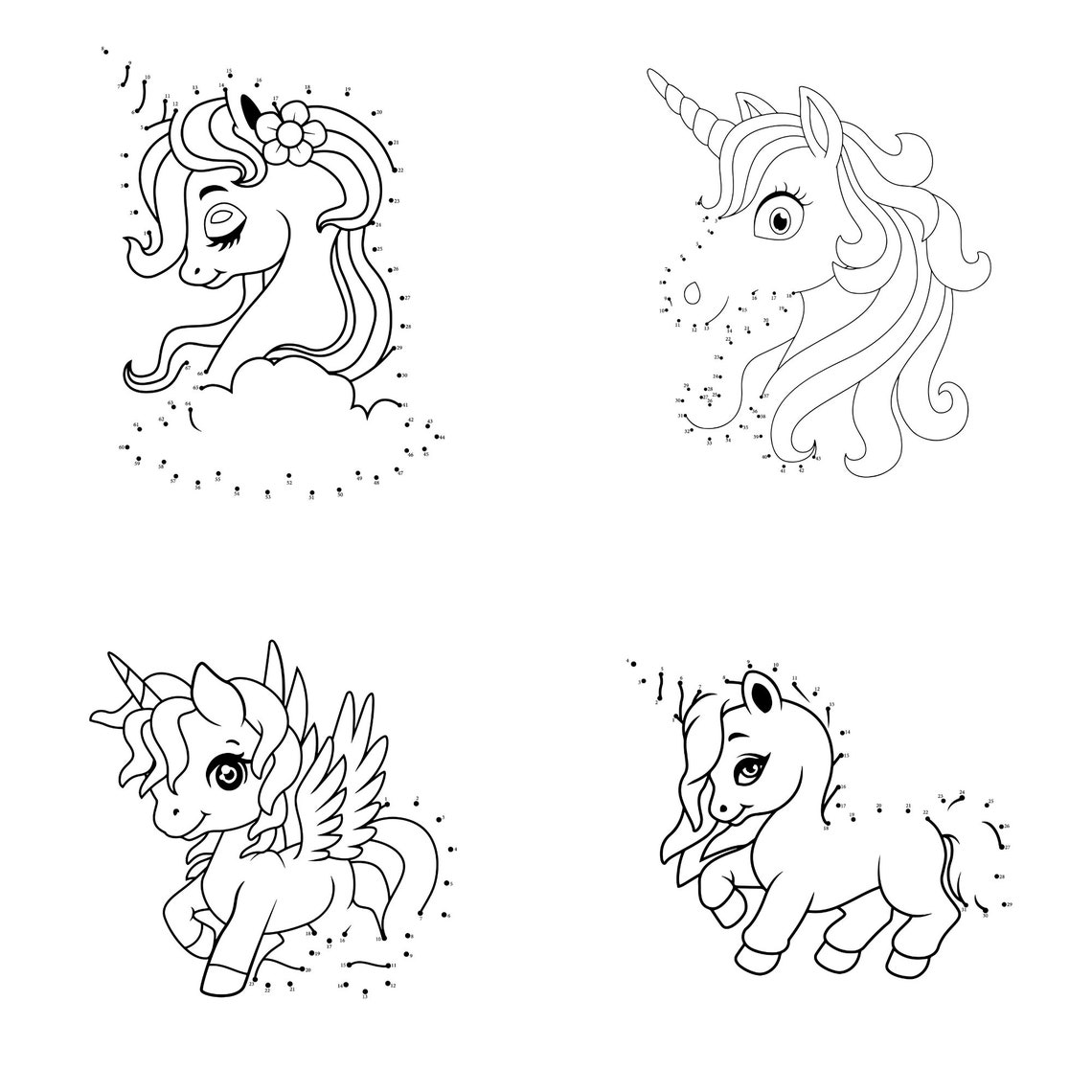 30 Unicorn Dot to Dot Pages Coloring Pages Kids and Toddlers Connect ...