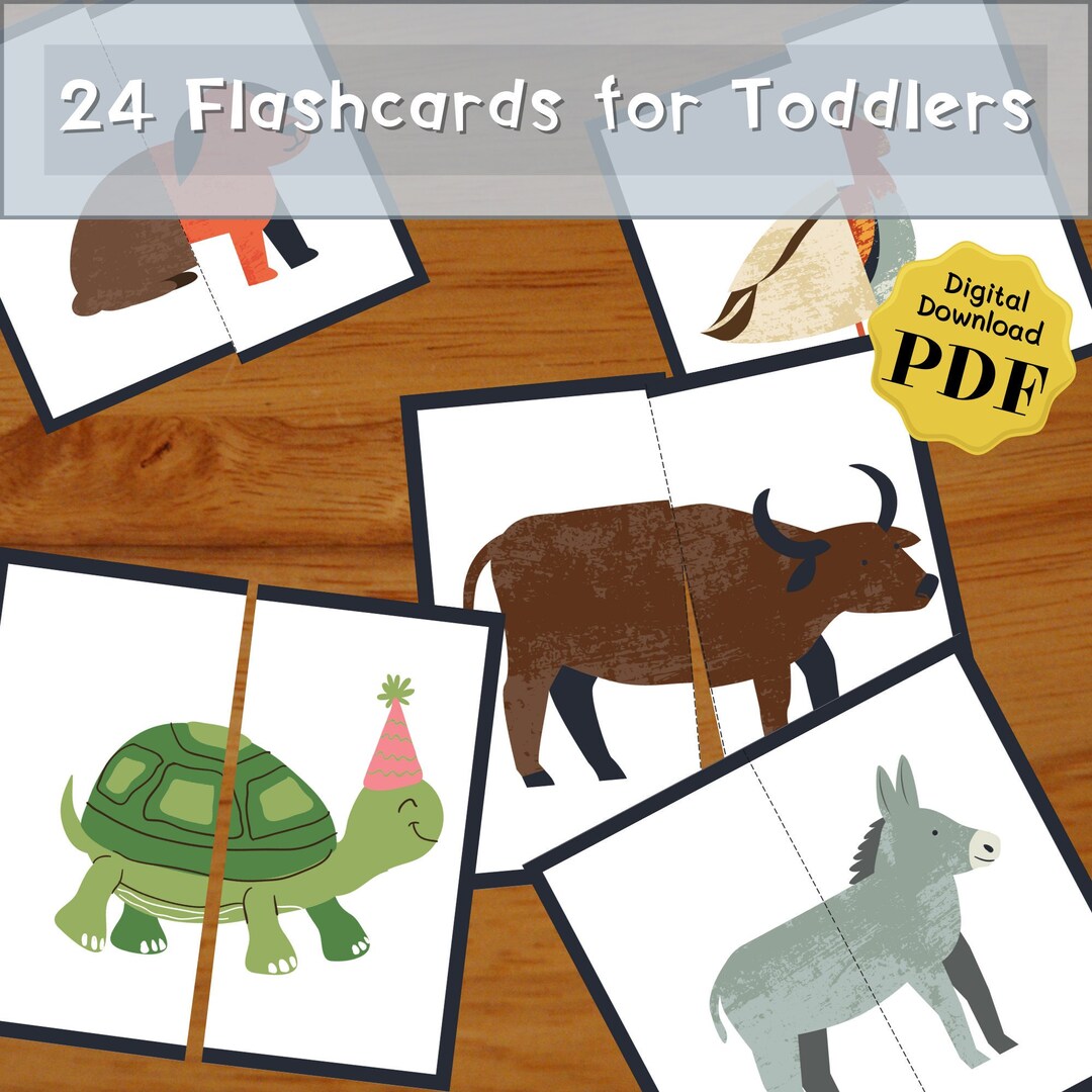 24 Animal Flash Cards | Matching Card Game | Gift for Toddler ...