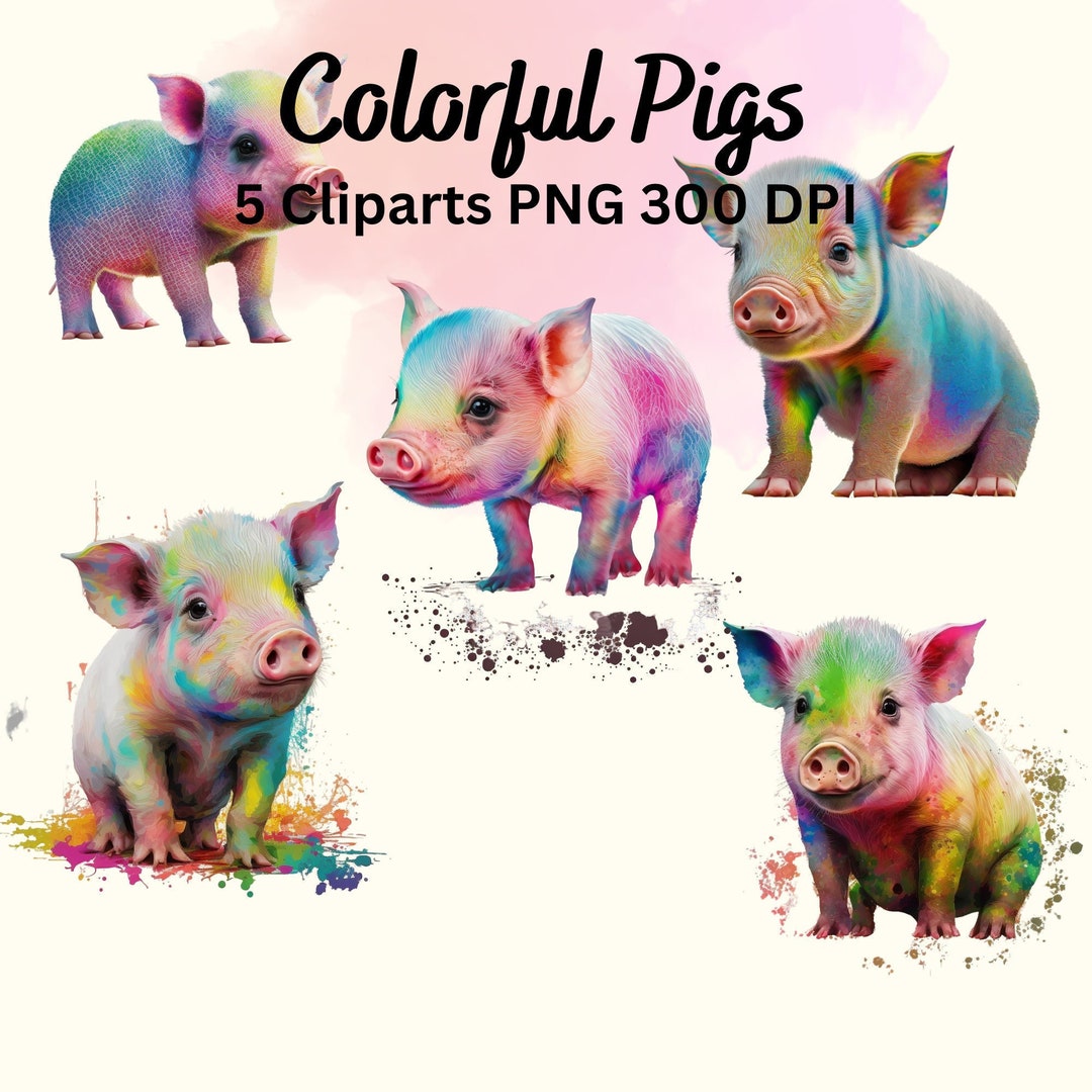 5 Cute Baby Pig Sublimation PNG | Watercolour Images | Watercolor ...