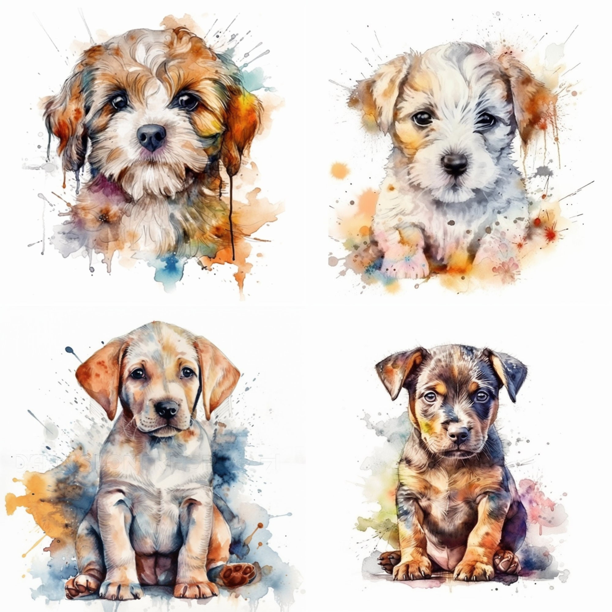 11 Cute Baby Dog Watercolor PNG | Sublimation Images | Watercolour ...