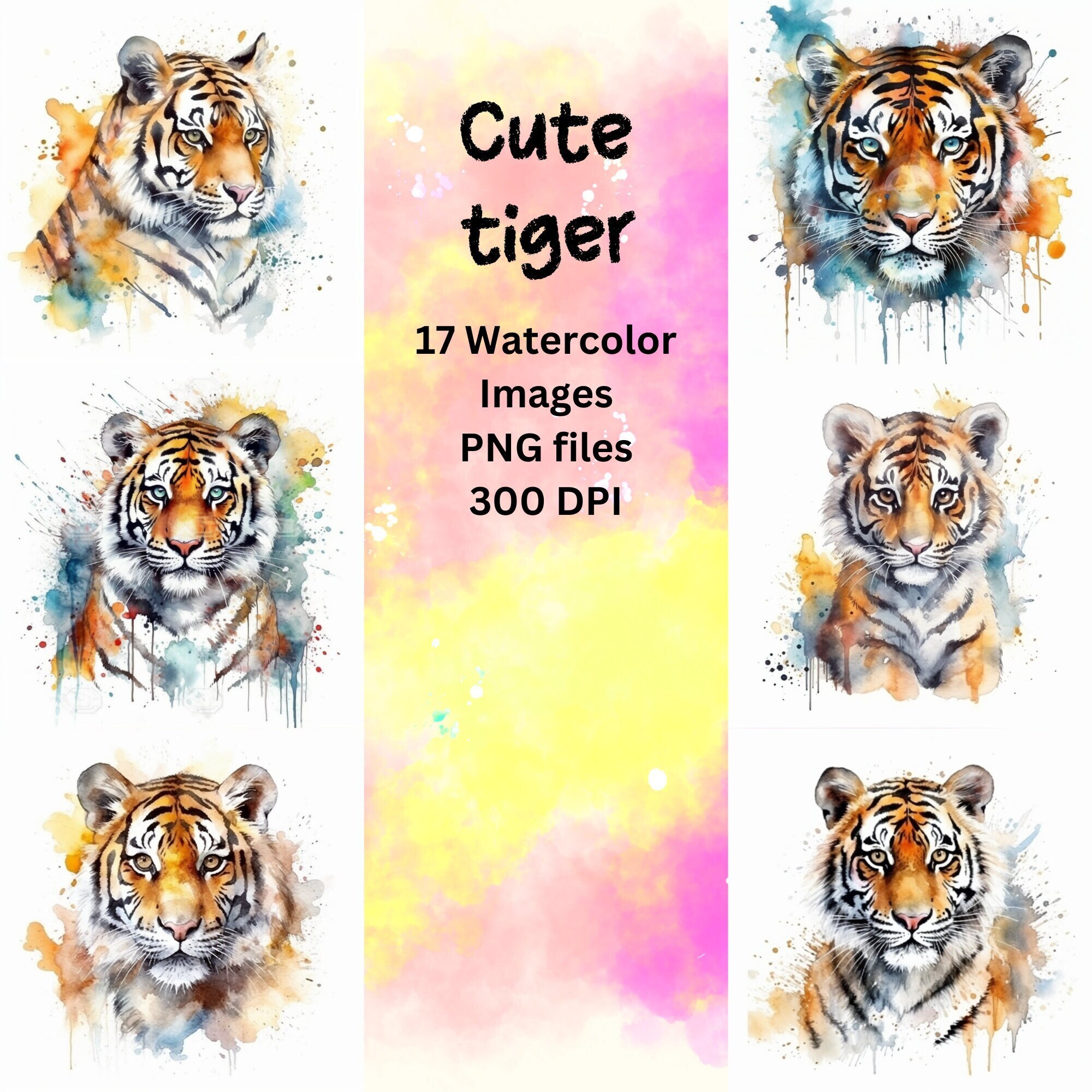 17 Tiger Sublimation PNG | Watercolour Images | Watercolor Digital Art ...