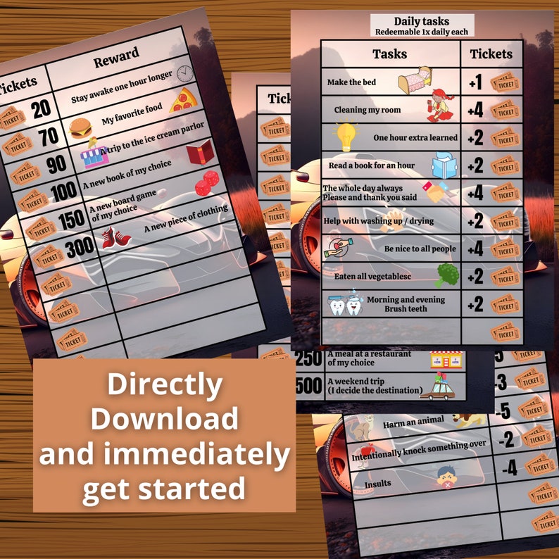 Reward Chart for Kids Daily Routines With Rewards Chore - Etsy