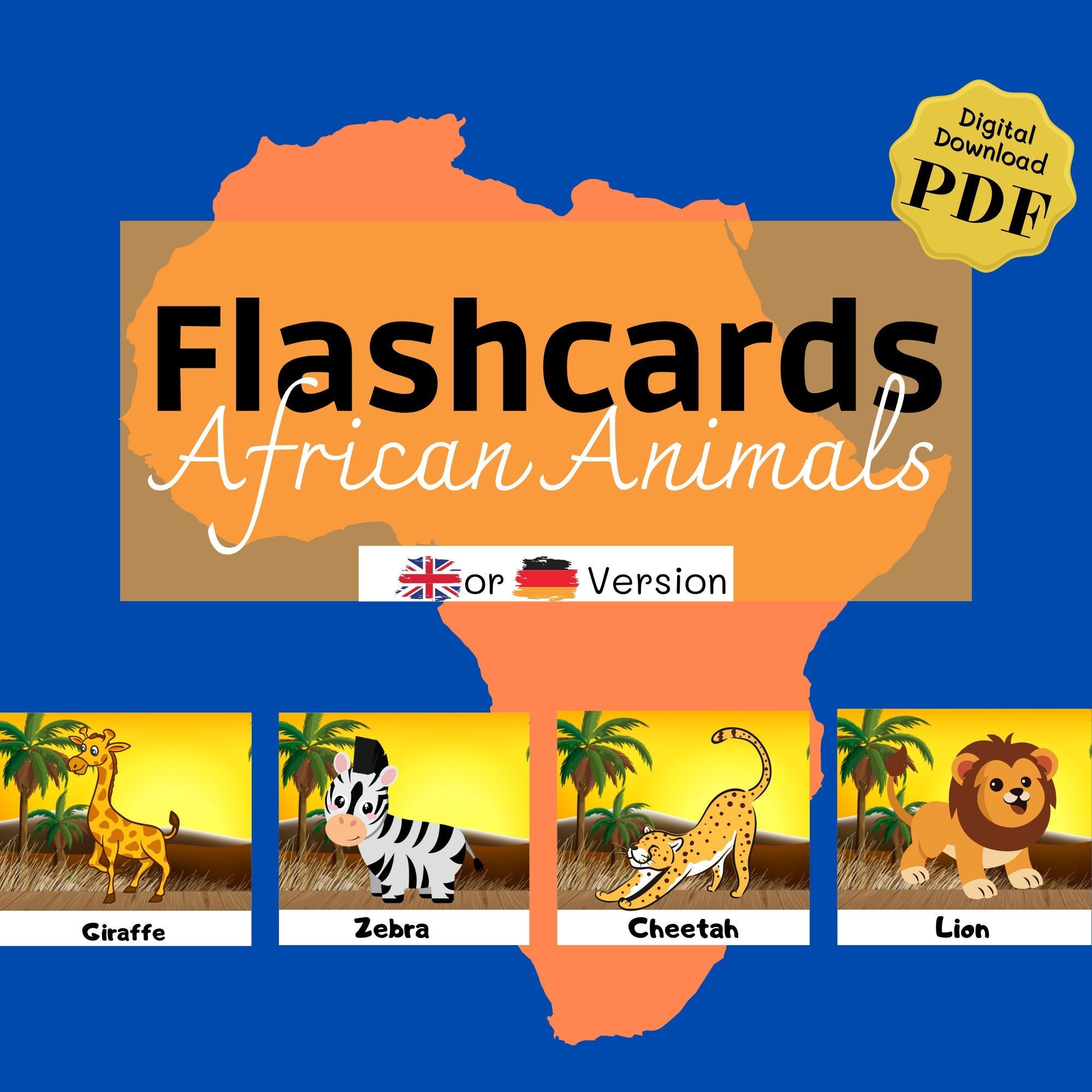 Flash Cards Animals of Africa | Montessori Materials | Matching Card ...